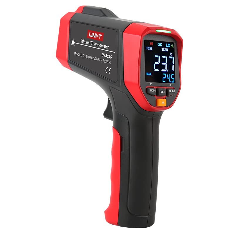 UNI T UNI-T UT305S Professional Infrared Thermometer CE/RoHS -50°C~2000°C Accuracy±1.0℃ or ±1.0% High/low alarm °C/°F selection, Red and Grey, 172mm x 113.5mm x 53mm