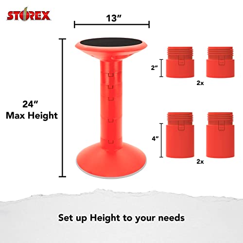 Storex Active Tilt Stool β Ergonomic Seating for Flexible Office Space and Standing Desks, Adjustable 12-24 Inch Height, Red (00324U01C)