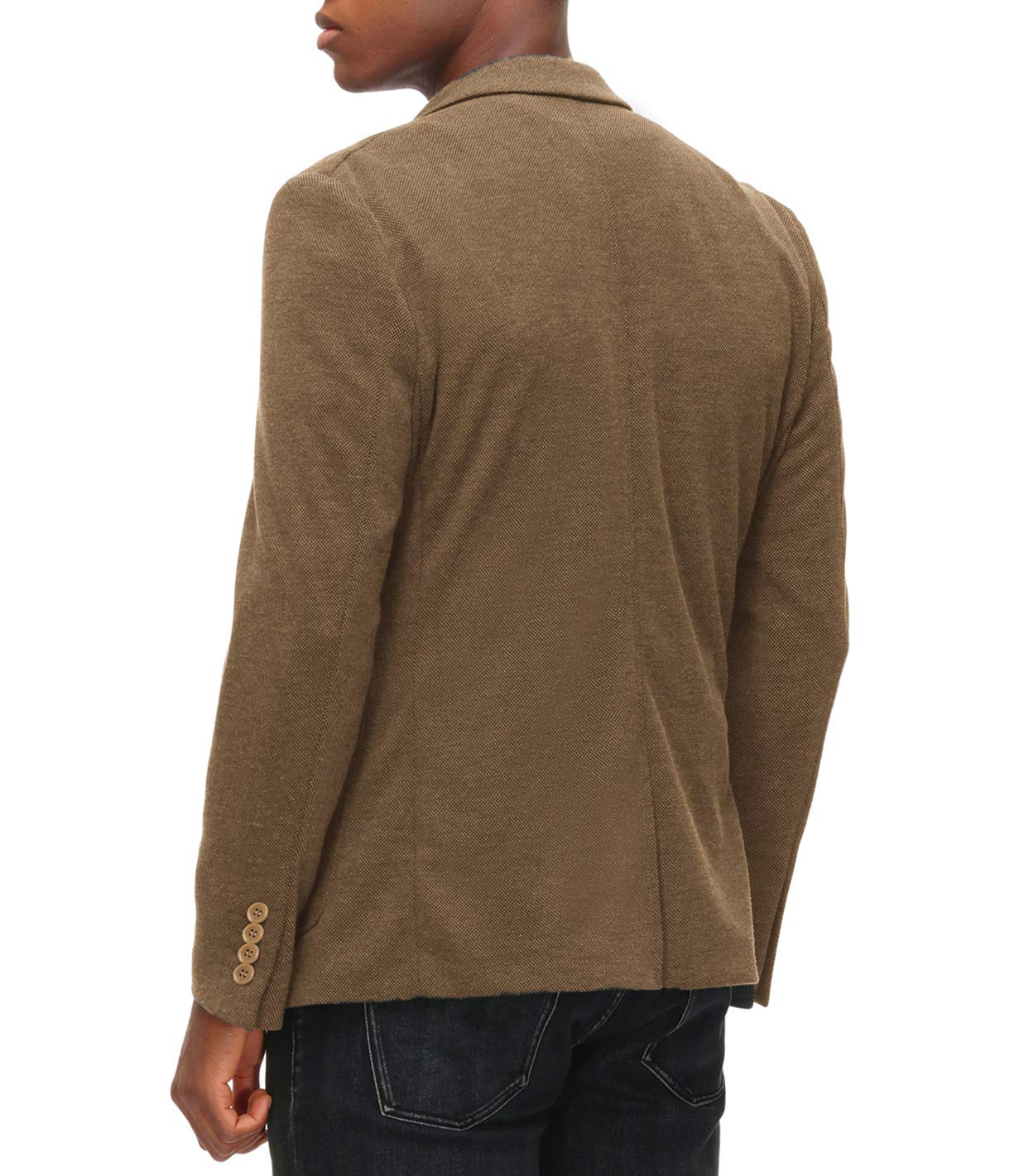 PJ PAUL JONES Casual Blazer Jackets for Men Two Button Lightweight Knit Sport Coat Men Brown L