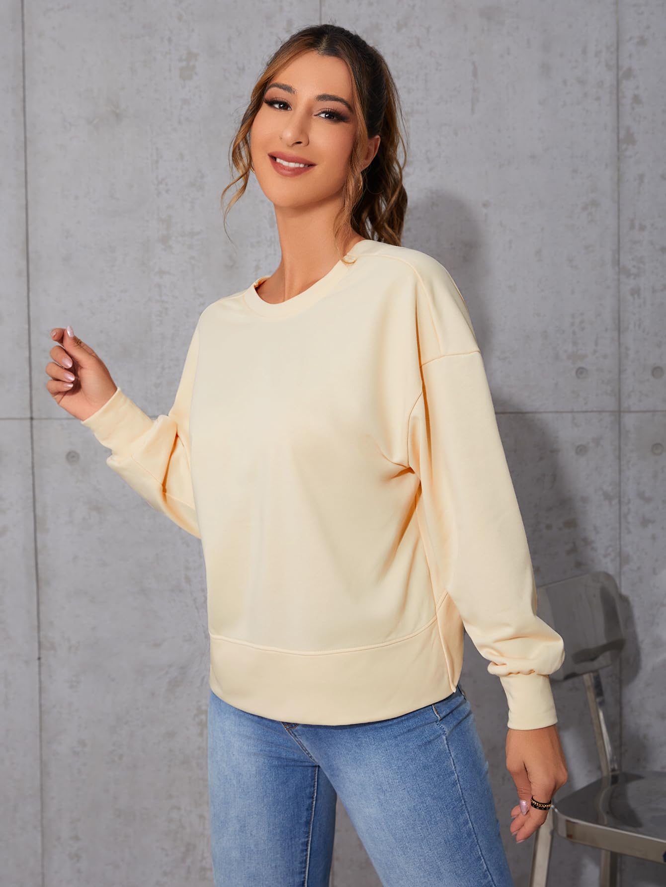 SweatyRocks Women's Criss Cross Crewneck Sweatshirts Cut Out Loose Pullover Blouse Backless Shirt Casual Jumper Tops Grey M