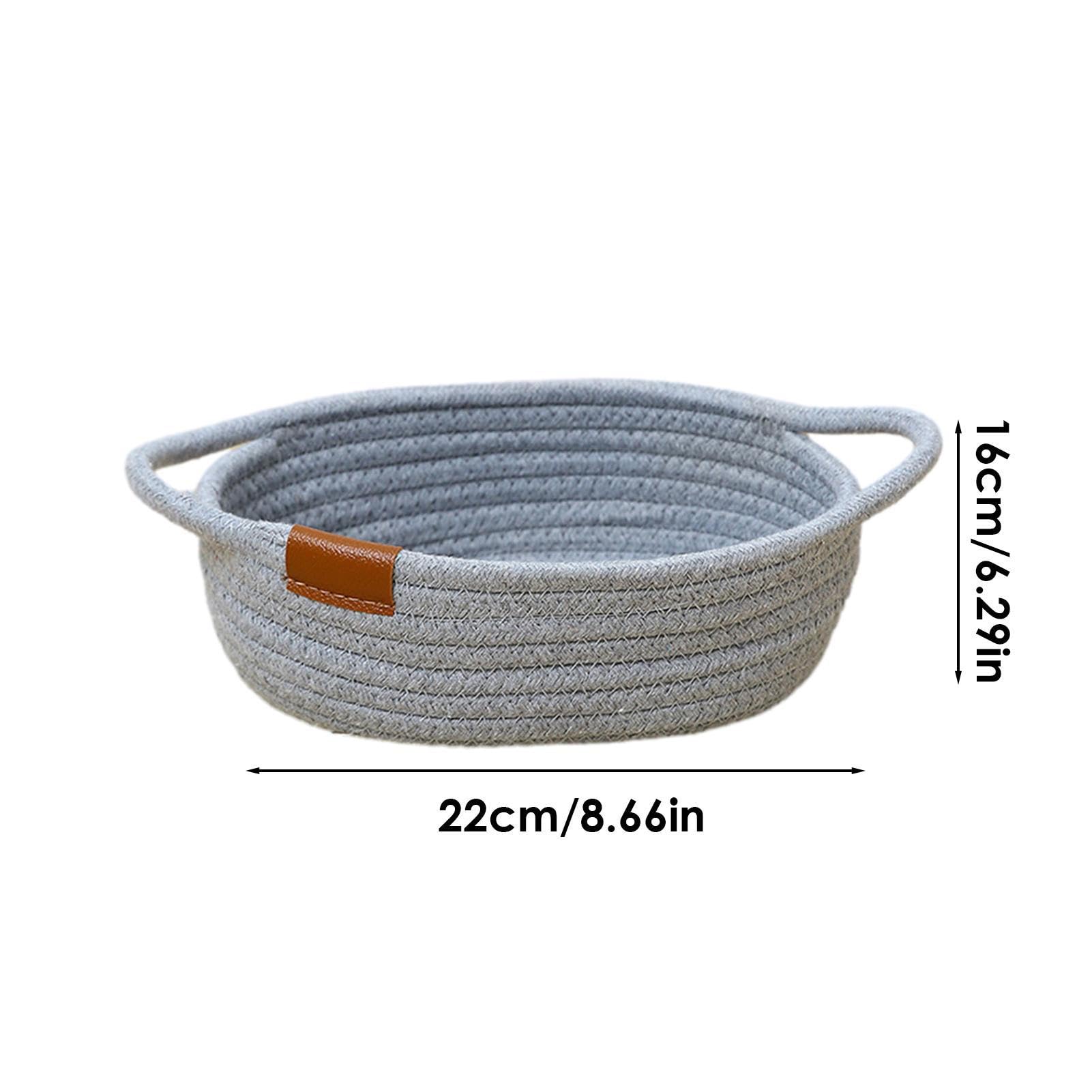 RIYES Rope Storage Baskets, Woven Basket Organizer Bins for Closet, Storage Basket Small Storage Containers, Cotton Rope Storage Basket, 8.6x6.3x2.7 Inch Woven Small Storage Bins with Handles