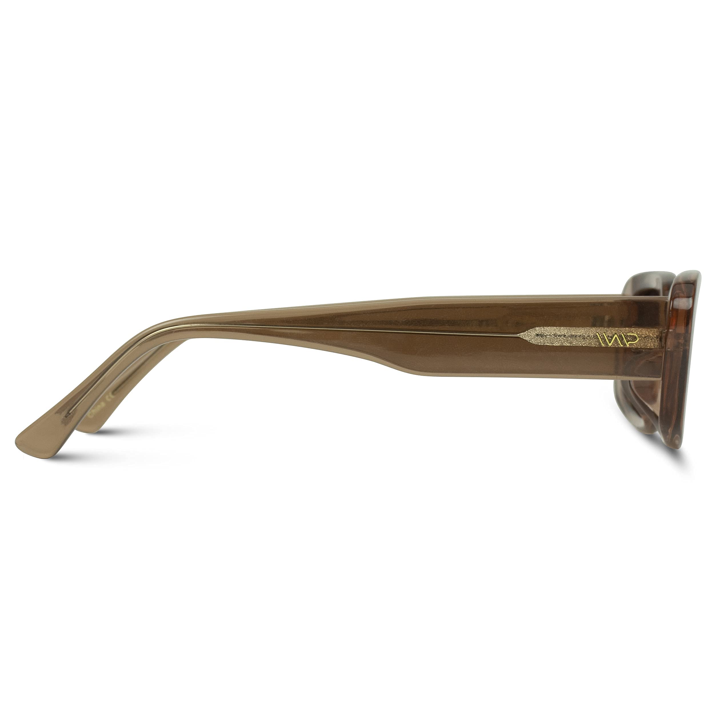 WearMe Pro - Trendy Polarized Rectangular Sunglasses (Crystal Brown Frame/Warm Grey Lens)