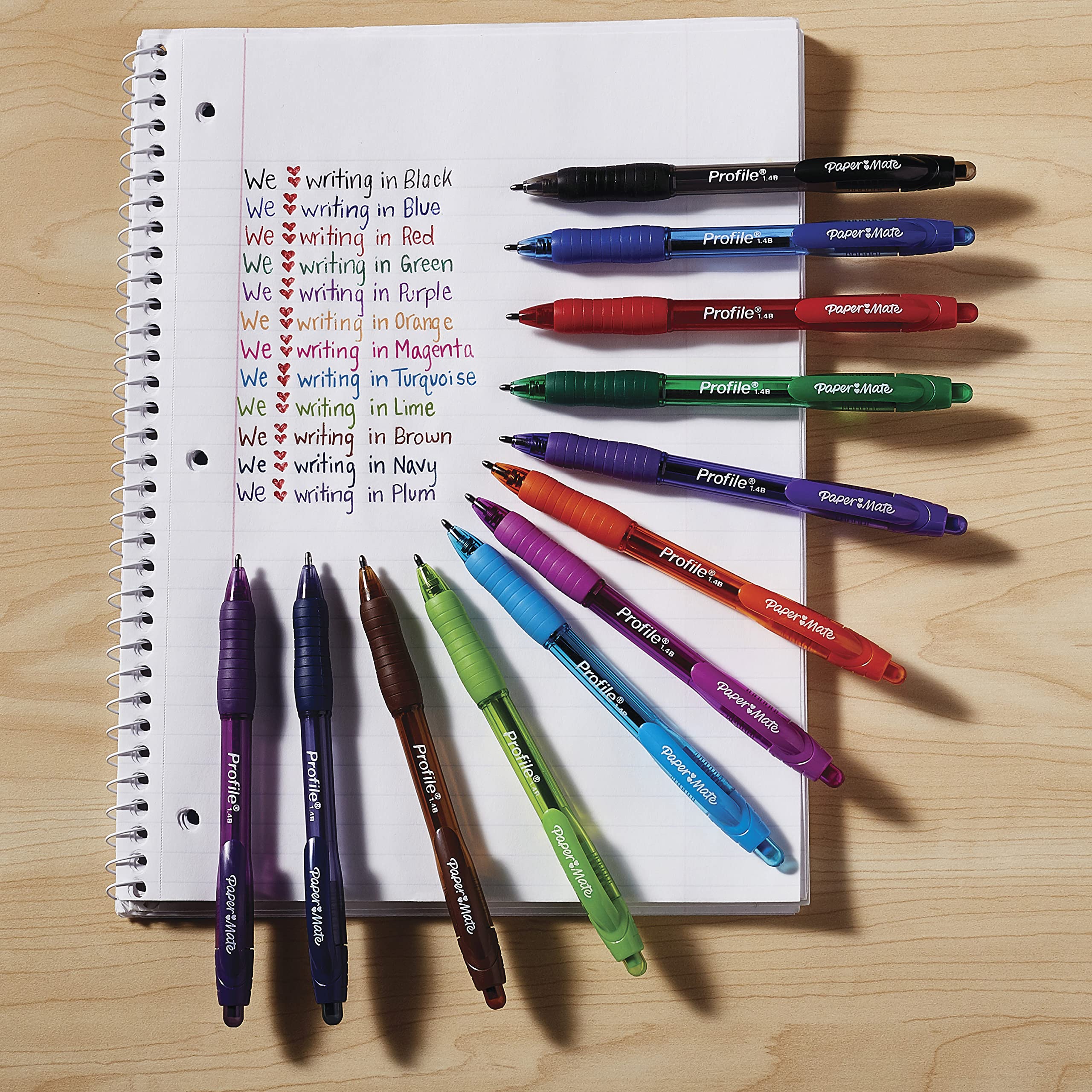 Paper Mate Profile Retractable Ballpoint Pen, Bold Point, Translucent Barrel, Black Ink, 4 Count