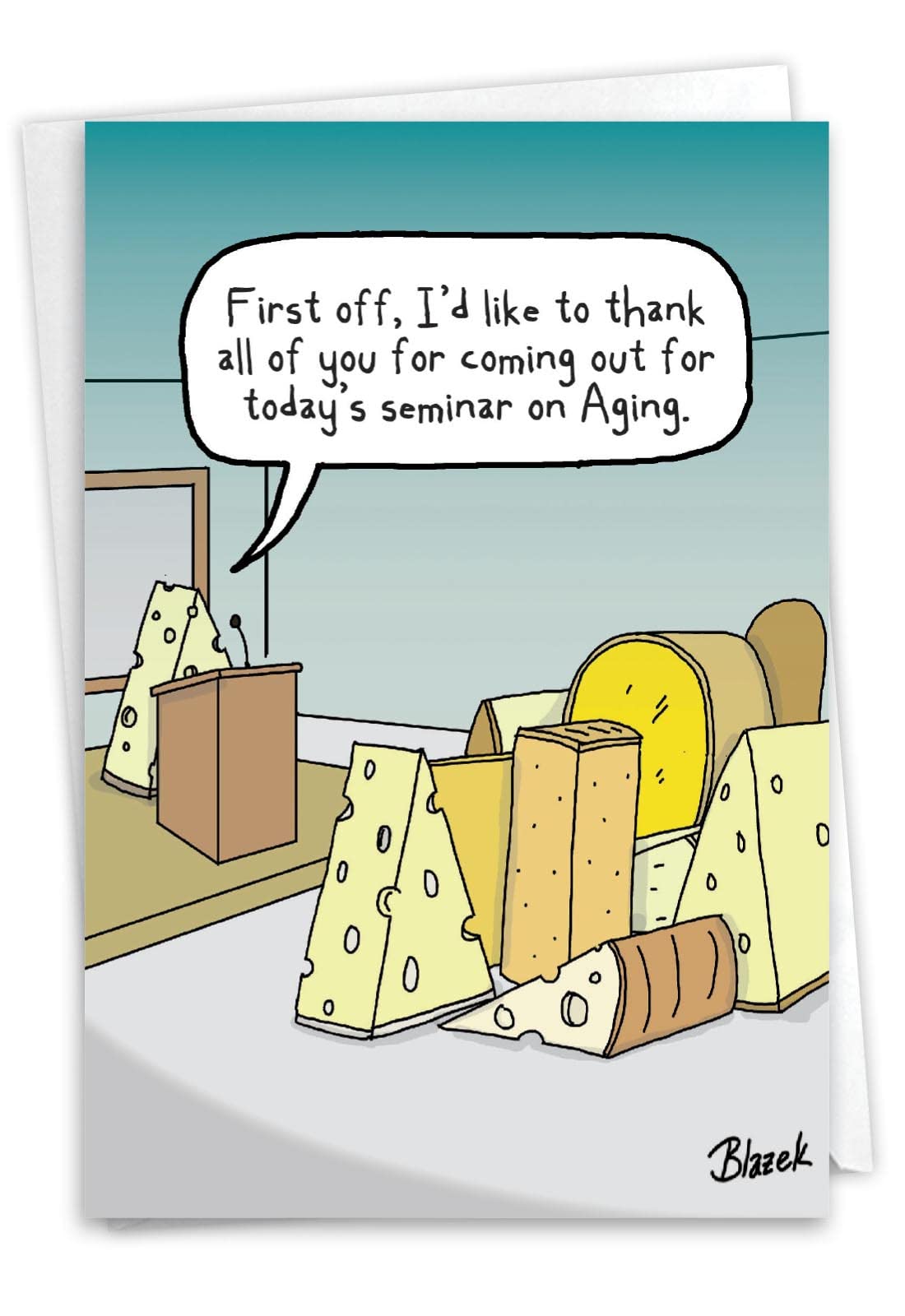 NobleWorks Hysterical Birthday Greeting Card with 5 x 7 Inch Envelope (1 Card) BdayCheese Aging C10299BDG
