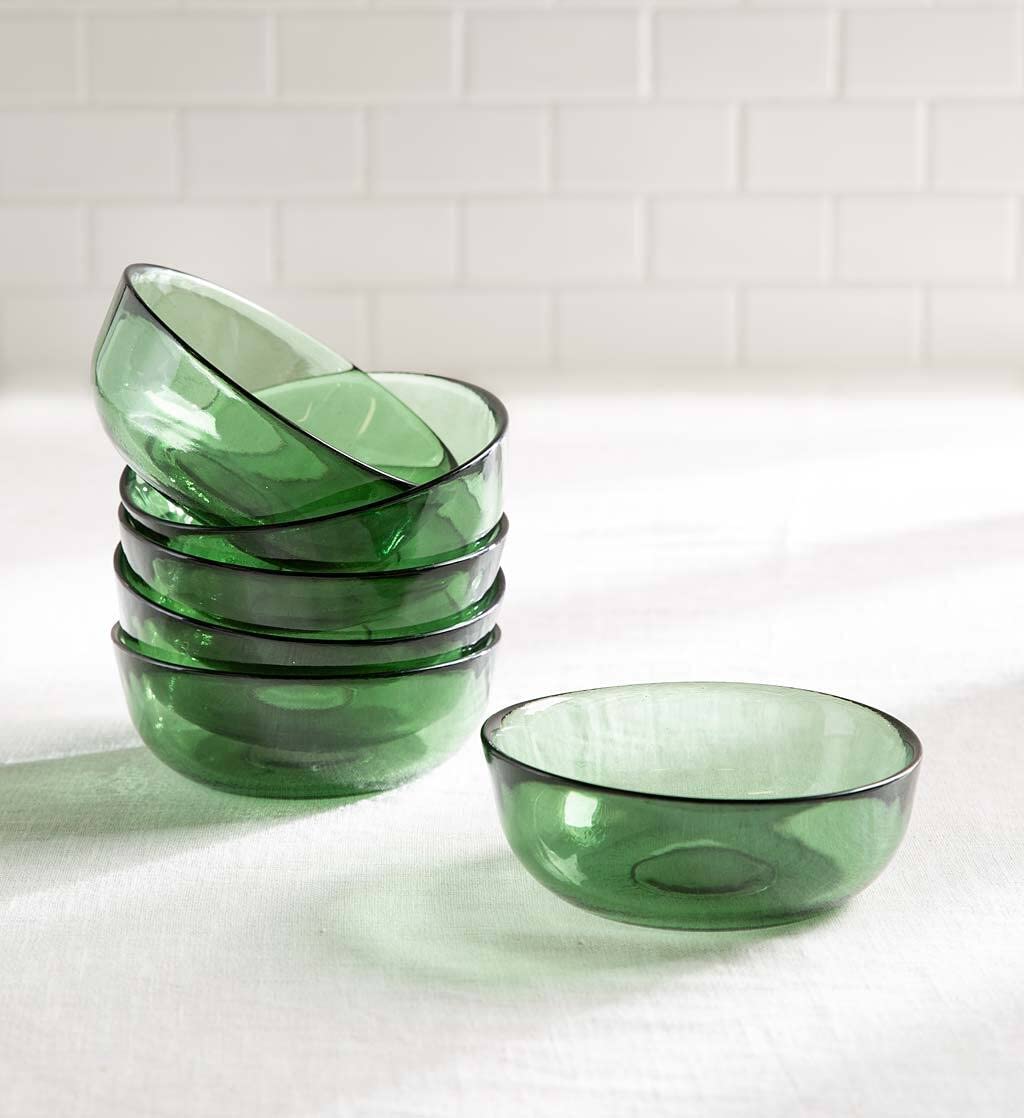 Vivaterra Recycled Glass Bowls, Set of 6 (Green)