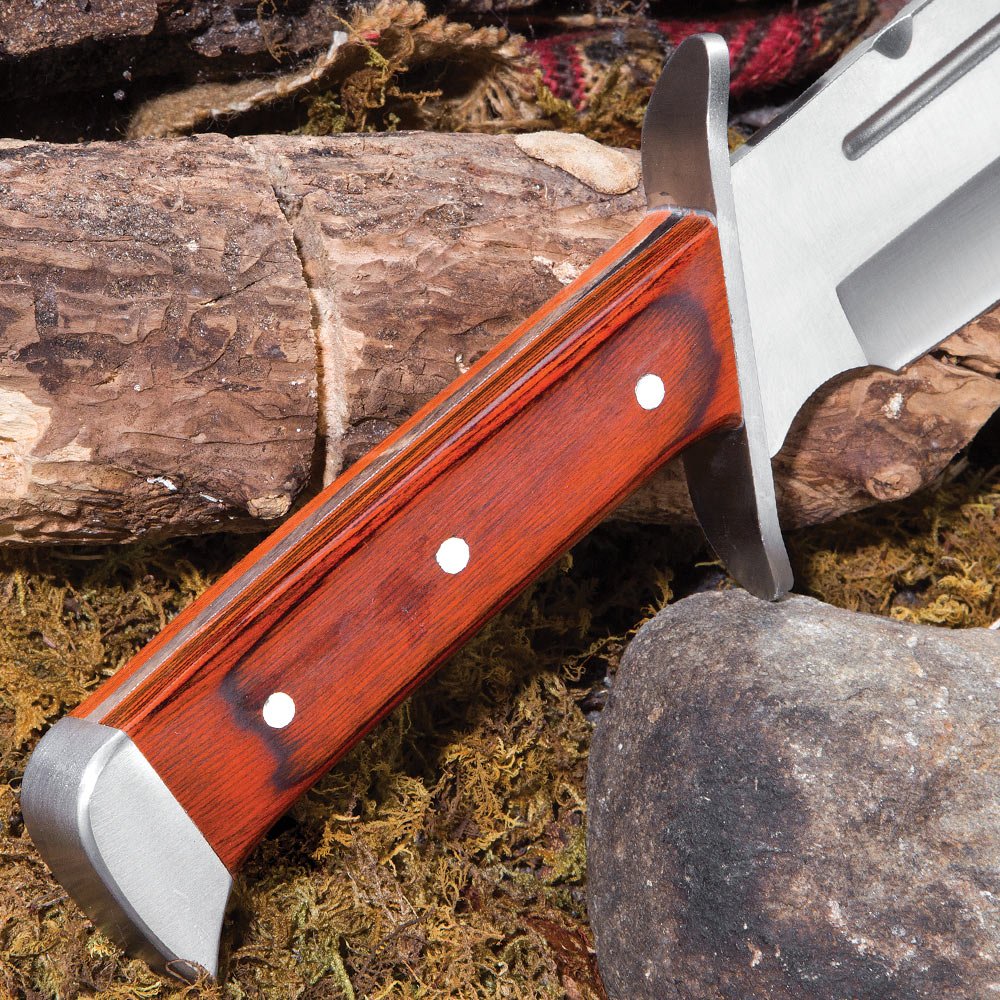 Ridge Runner Brimstone Canyon Machete – Stainless Steel Blade, Durable Pakkawood Handle, Tough Nylon Sheath, Rock Solid Design – Savage Machete for Field Work - 17” Overall