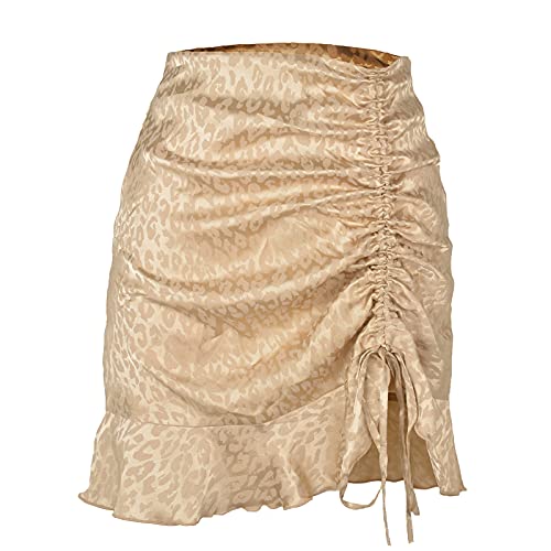 Womens Red Skirt Plus Size Teacher Outfits for Women Long Pleated Zipper Fishtail Print Leopard Sexy Satin
