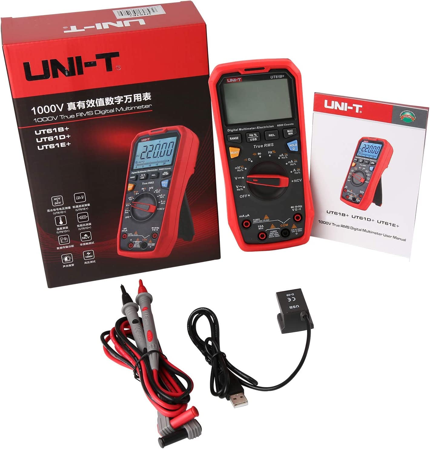UNI-T UT61B+ 6000 Counts Digital Multimeter AC DC Voltage Current Tester True RMS Resistance Capacitance Meter High-Frequency Response Measurement Can accurately Measure Changes in weak Signals