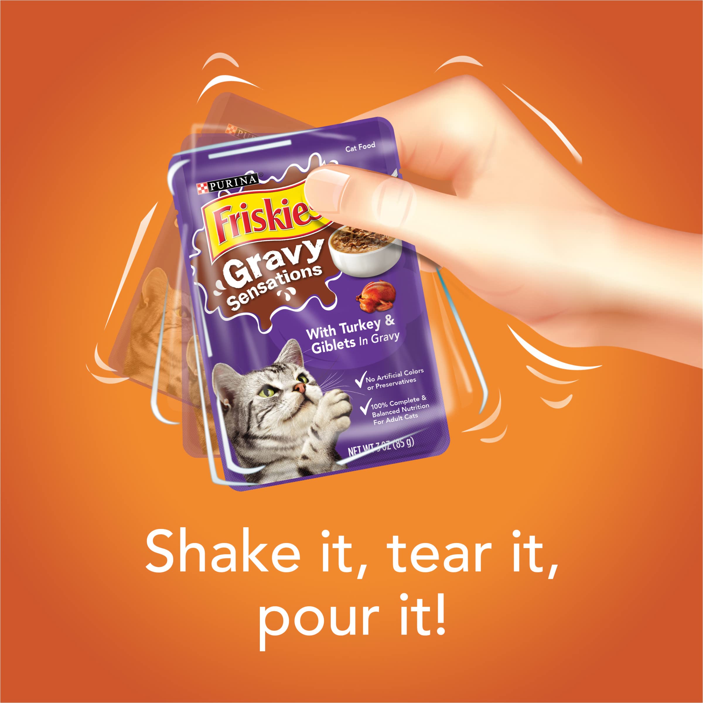 Purina Friskies Gravy Wet Cat Food Variety Pack, Gravy Sensations Poultry Pouches - (12) 3 oz. Pouches