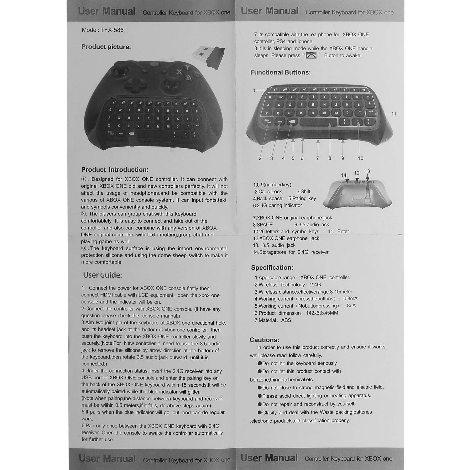 Prodico Xbox One Keyboard Chatpad Game Keyboard for Xbox One Controller