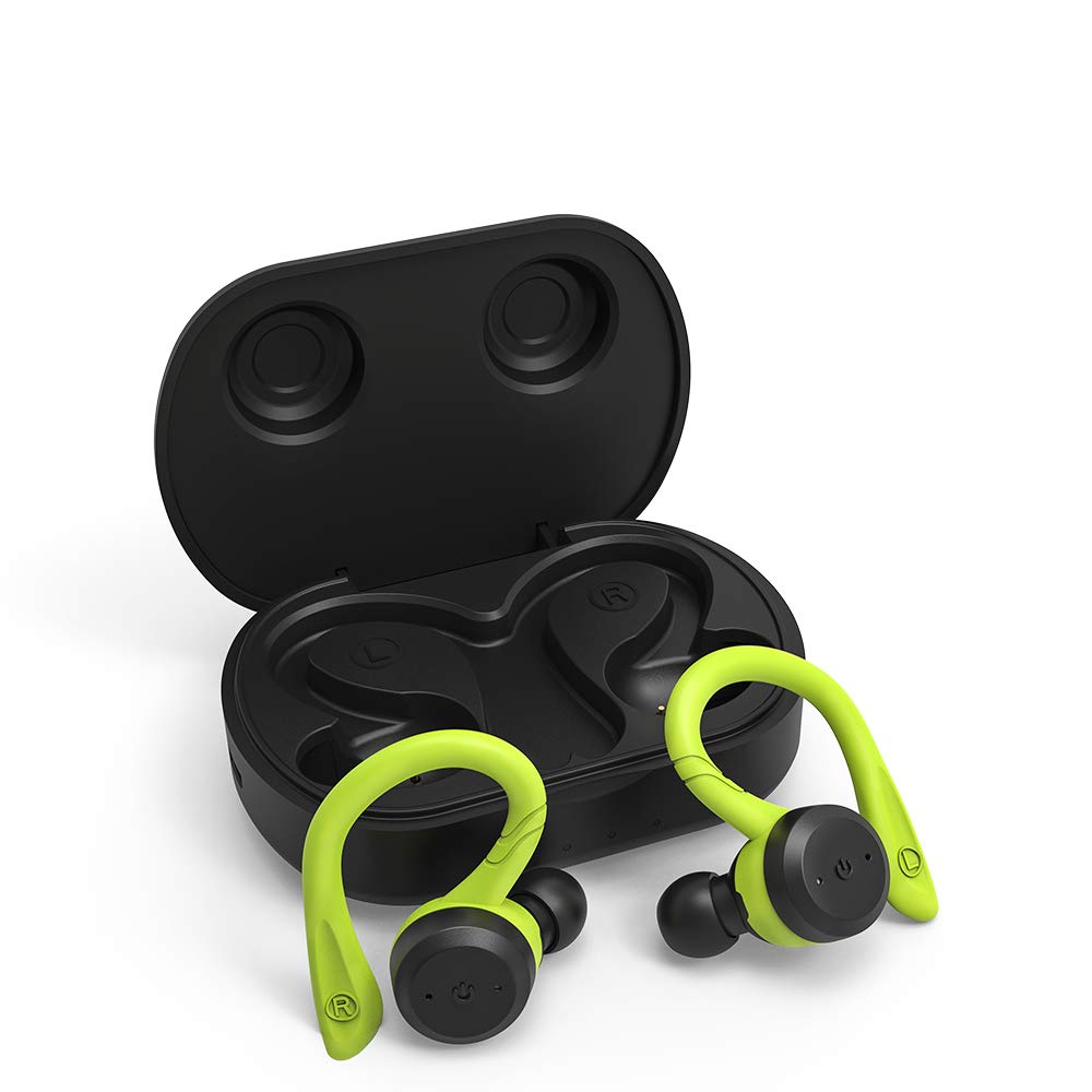 SinFoxeon IPX7 Waterproof Noise Cancelling True Wireless Earbuds Bluetooth 5.0 Headset with Mic and Charging Case Supporting Wireless Charging Headphones (Green)