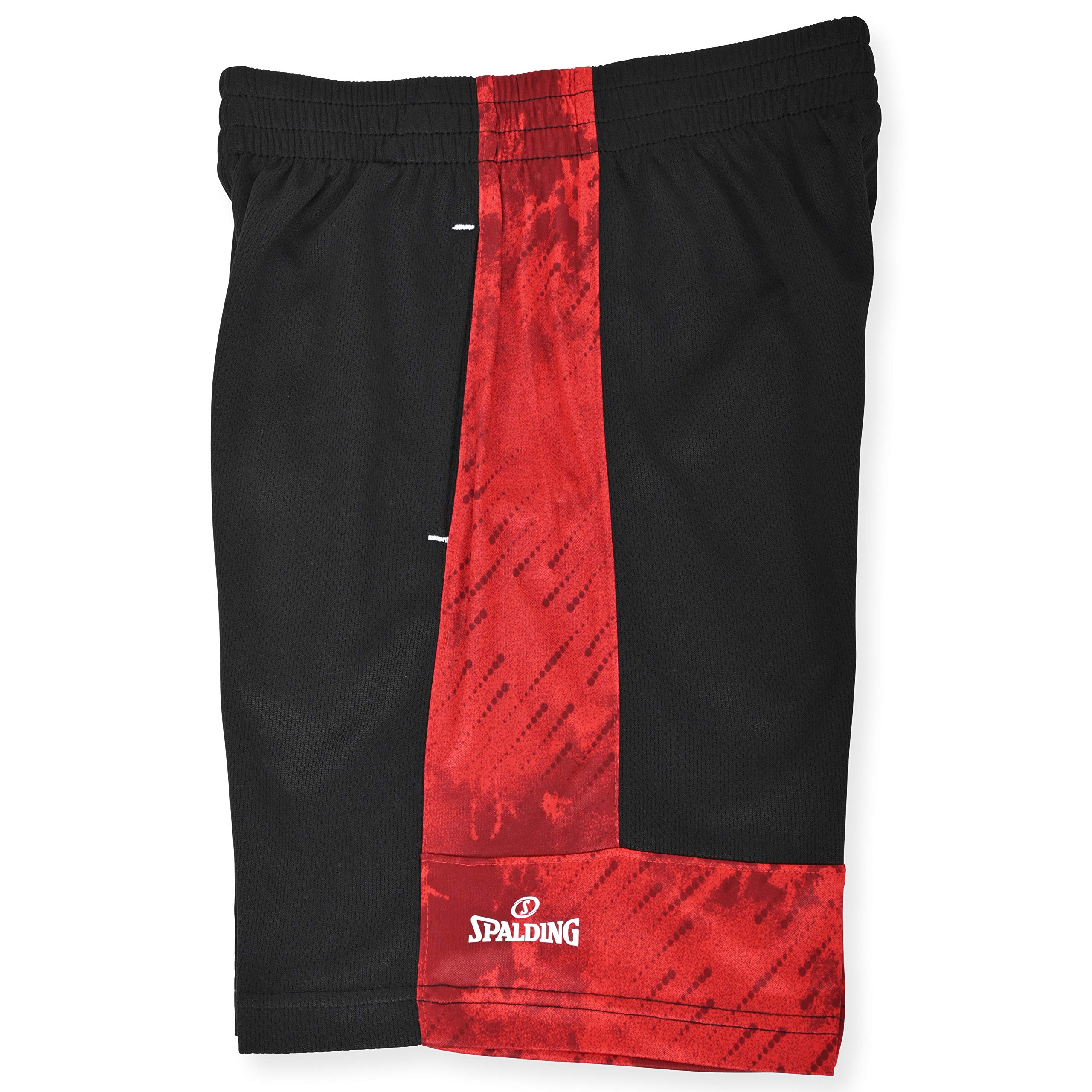 Spalding Boys Performance Athletic Basketball Gym Shorts, Black/Red, 14-16
