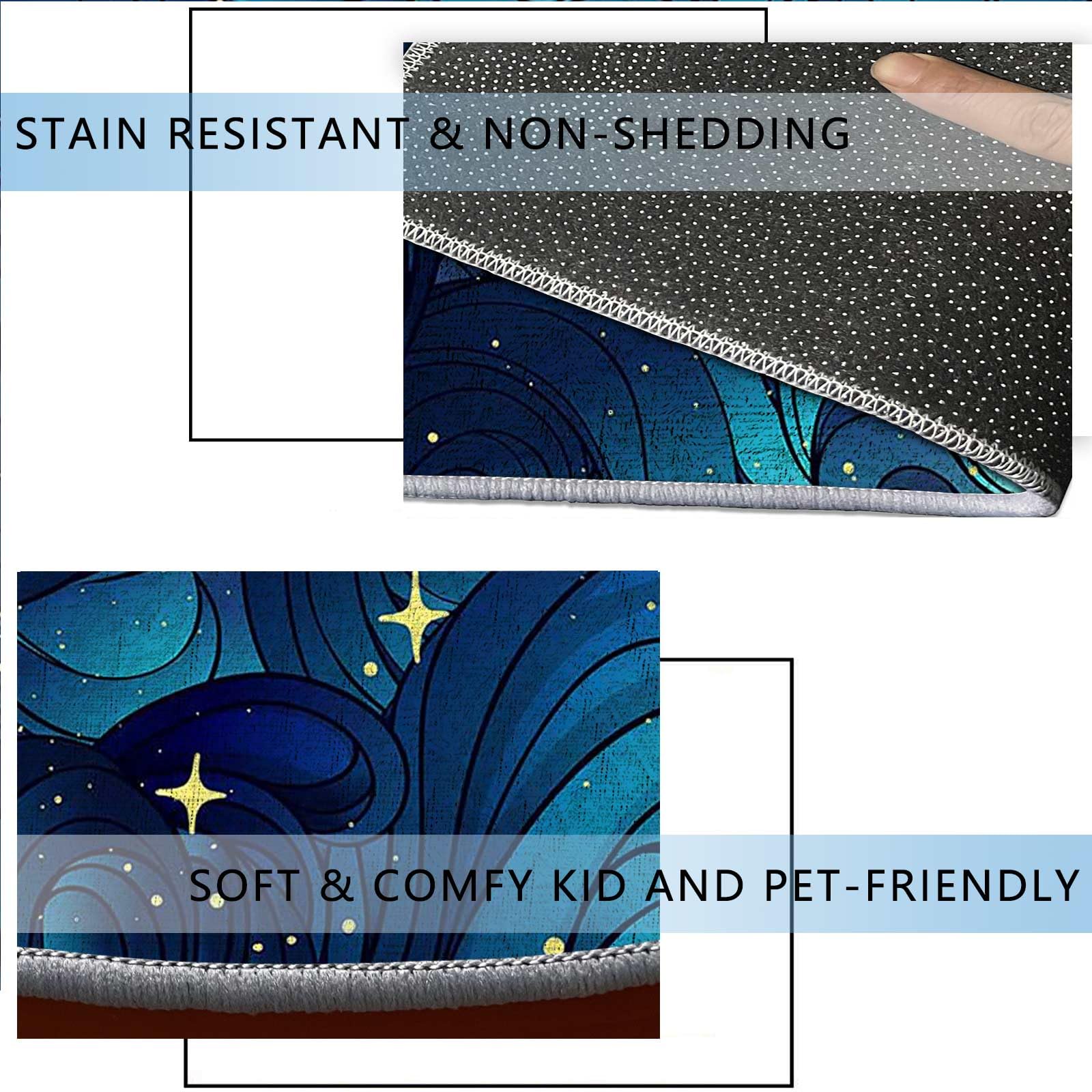 Round Office Chair Mat for Carpets Natural Ocean Thick Home/Office Floor Protector Blue Desk Chair Mats for Home Office Floor Carpets 4 FT