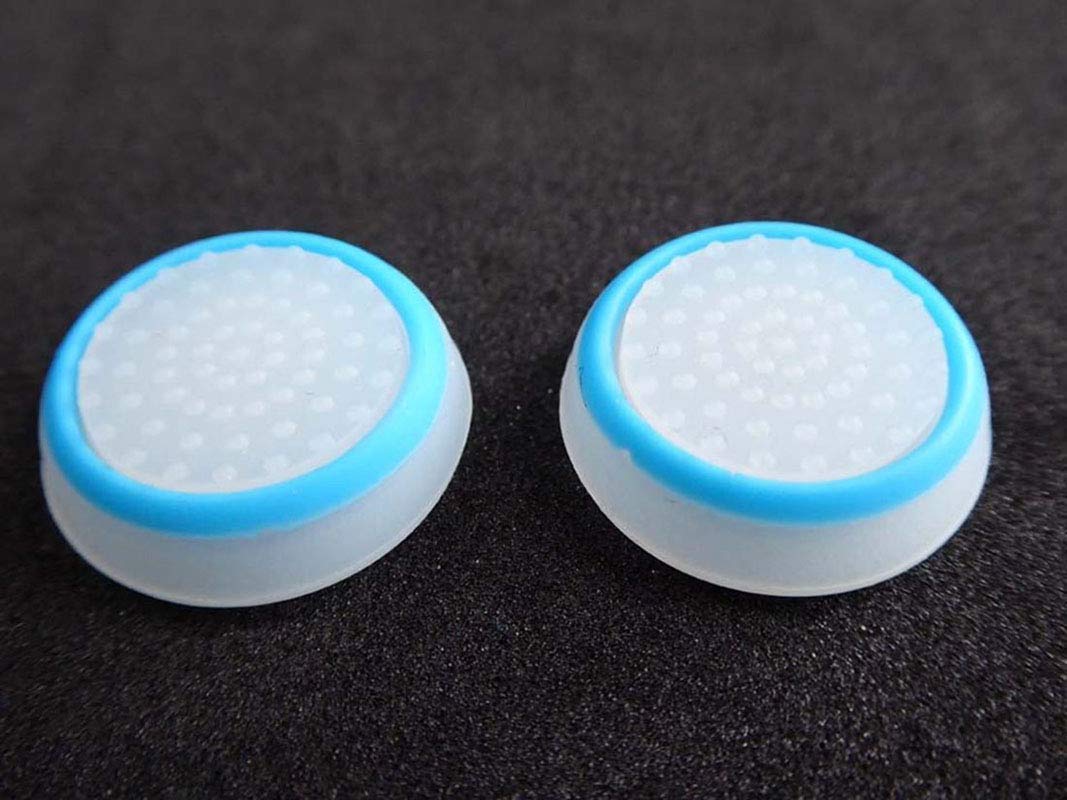 Silicone Thumb Stick Joystick Cap Analog Grip Thumbsticks Cap Cover Case for PS4 PS3 Xbox One Xbox 360 Game Controllers (White-Blue)