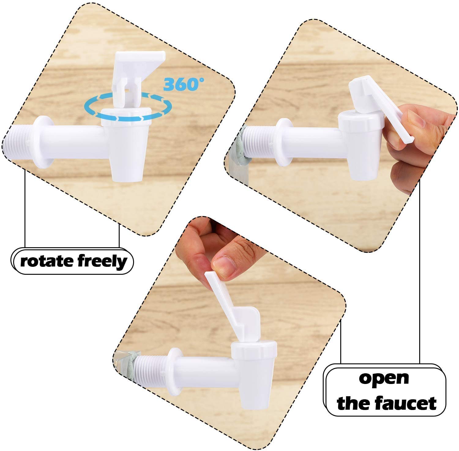 Replacement Cooler Faucet Water Bottle Jug Reusable Tap Spout Beverage Lever Pour Dispenser Valve Gravity Water Spigot Plastic Spigot (4 pieces of White)