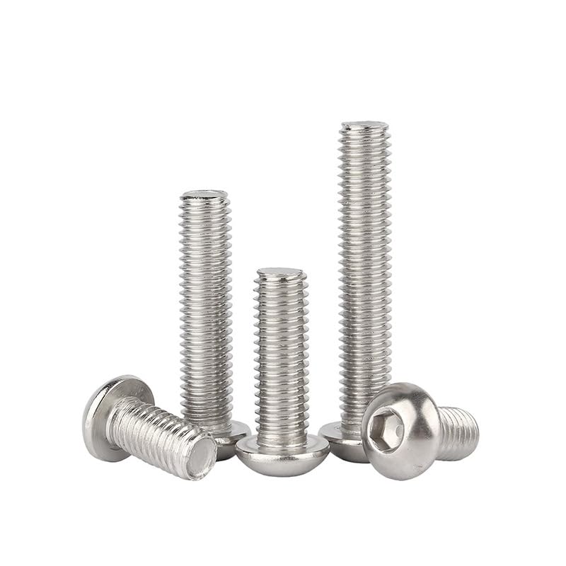 RAKTDA Hexagon Socket Screws 10pcs 201 Stainless Steel Round Head Hexagon Socket Screws pan Head Bolts Round Cup Screws Mushroom Head Screws (Size : M5*12)