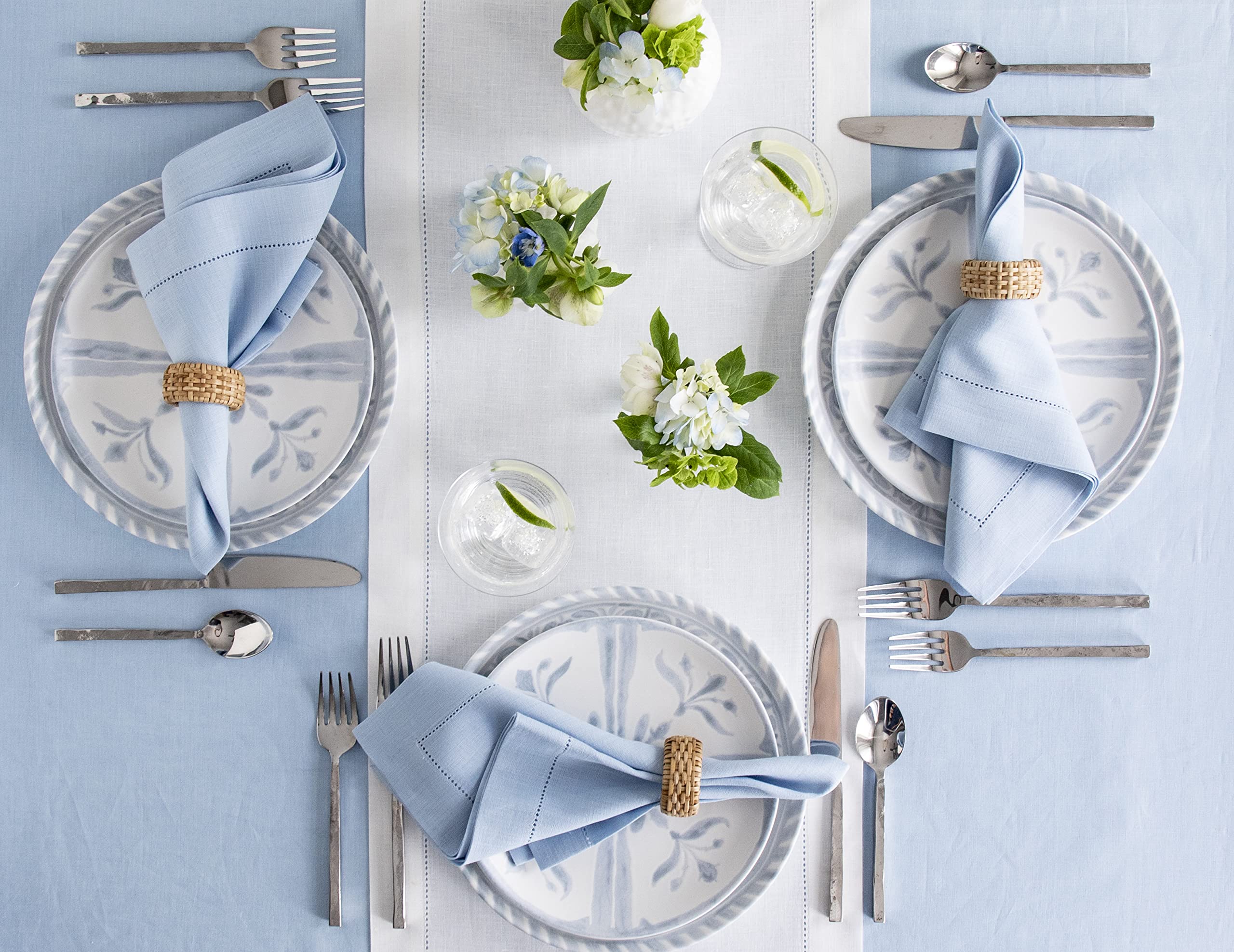 Solino Home White Linen Table Runner 54 inches – 100% Pure Linen 14 x 54 Inch Classic Hemstitch Table Runner – Small Coffee Farmhouse Table Runner for Spring, Summer, Indoor, Outdoor