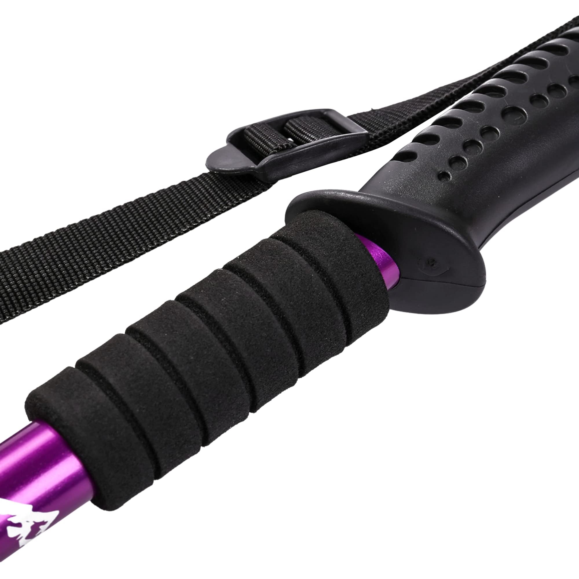 Trekking Walking Poles Adjustable for All Heights, Collapsible Hiking Poles Durable & Lightweight Aluminum Alloy High-strength Hiking Accessory (One Size, Straight Handle Purple)