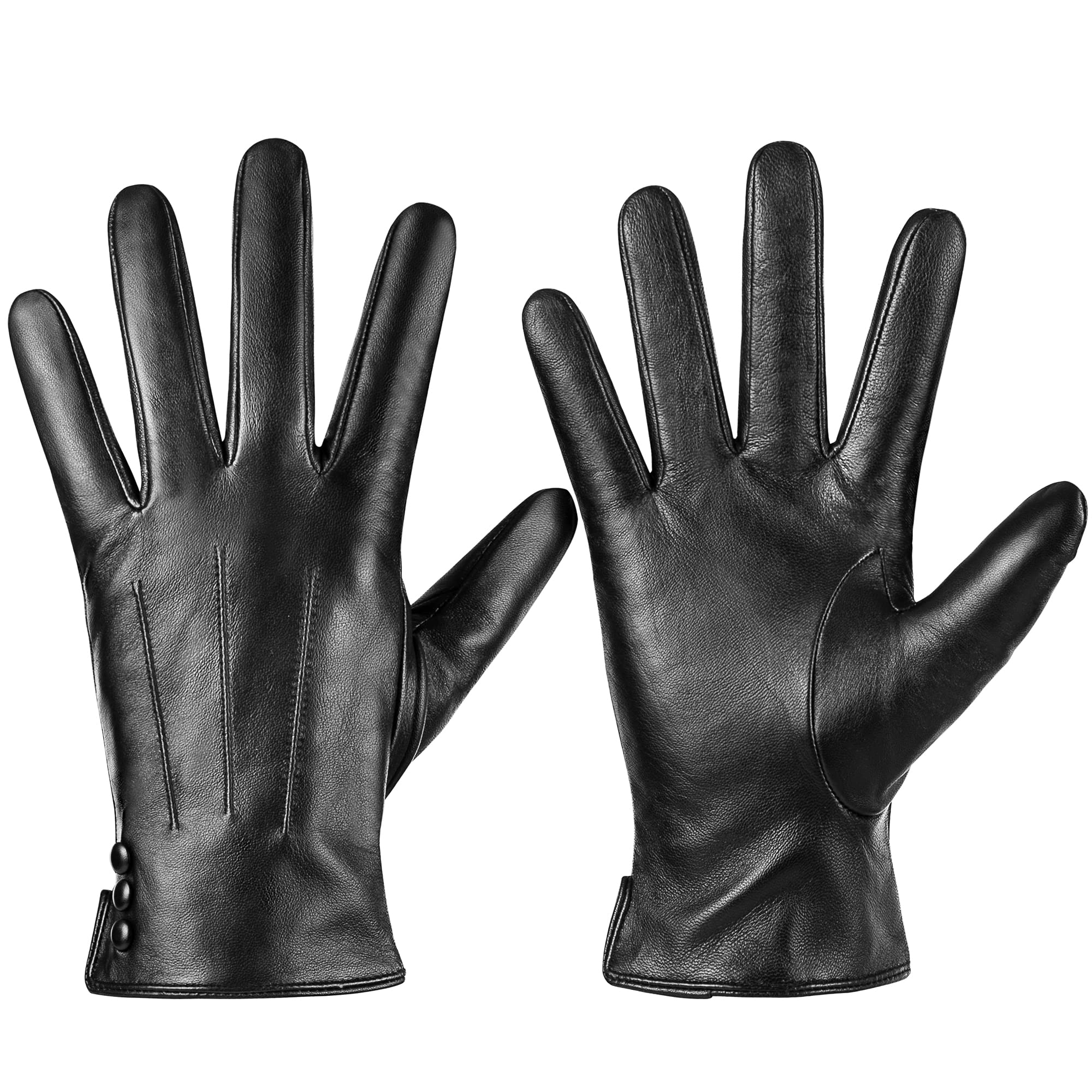 YMYLGDDW Leather Gloves for Men Winter Gloves Genuine Sheepskin Gloves Warm Wool Lining Driving Touch Screen Gloves