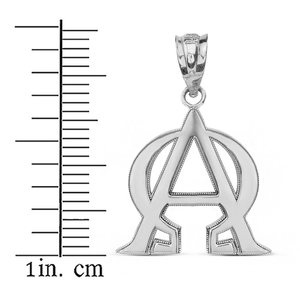 Religious Jewelry 925 Sterling Silver Alpha and Omega Christian Symbols Pendant Necklace, 22"