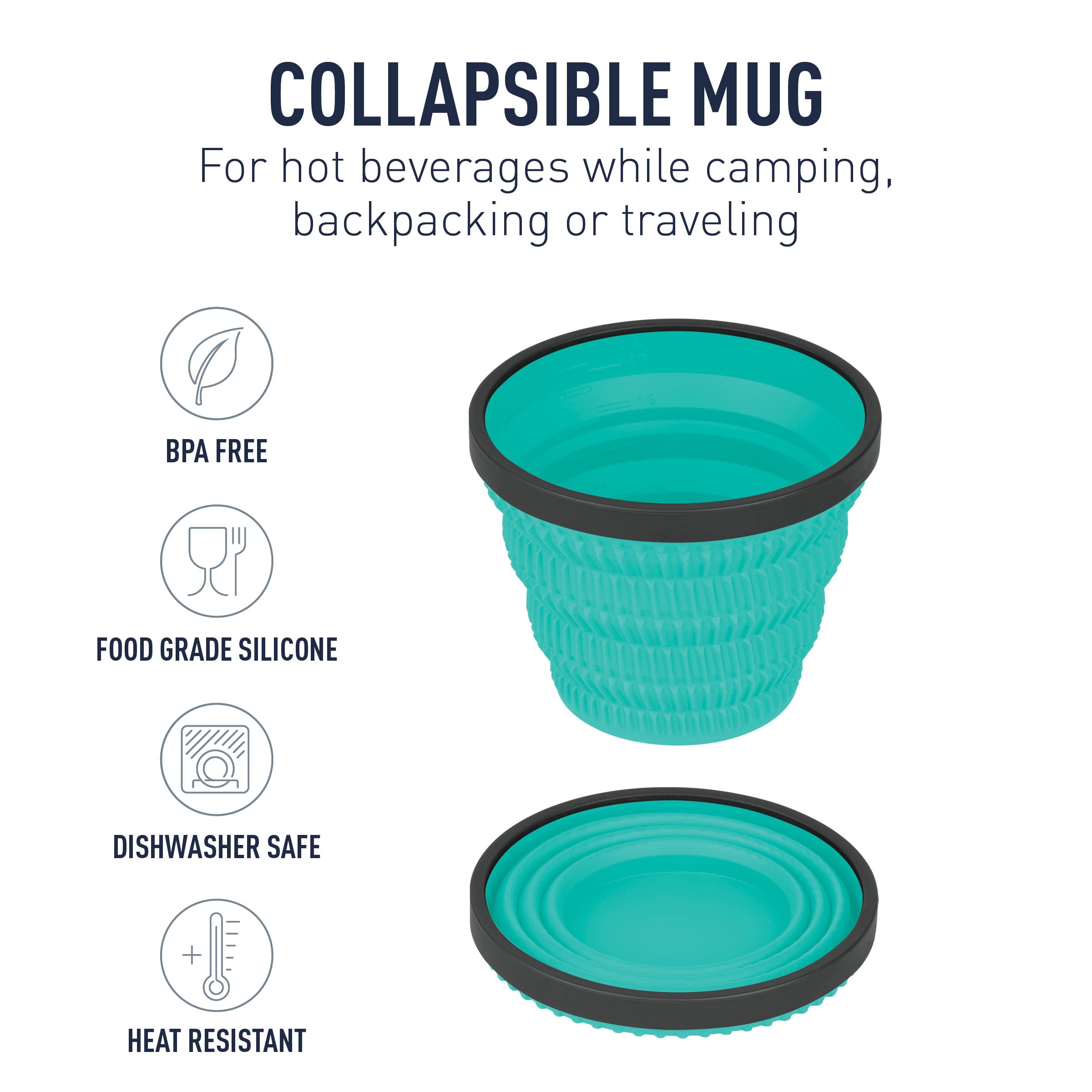 Sea to Summit X-Series Collapsible Silicone Cool Grip Camping Drinkware, Mug (16 oz), Charcoal
