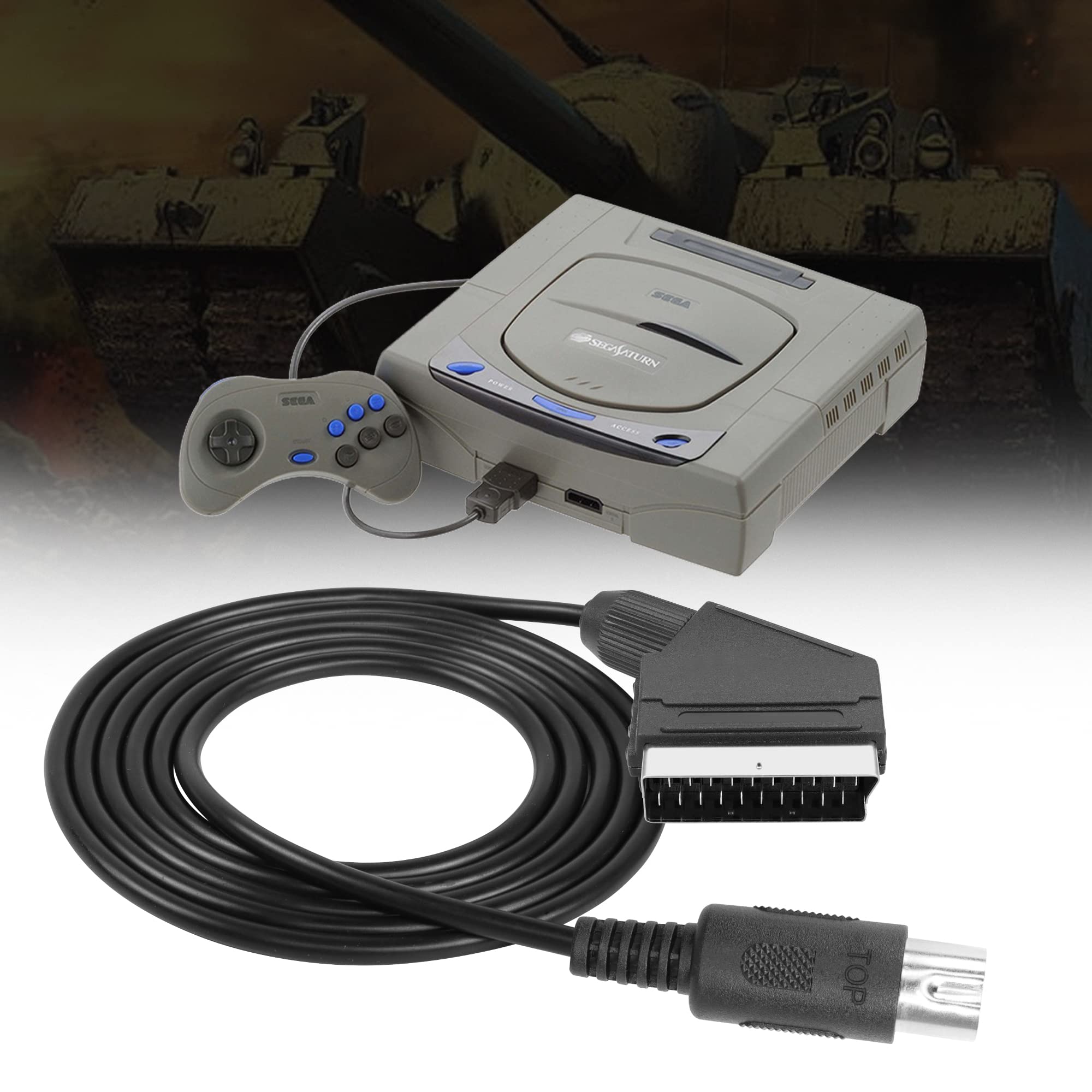YAODHAOD 1.8M / 6FT Scart Cable RGB AV Connector Cable Suitable for Sega Saturn Game Console Connecting Cable