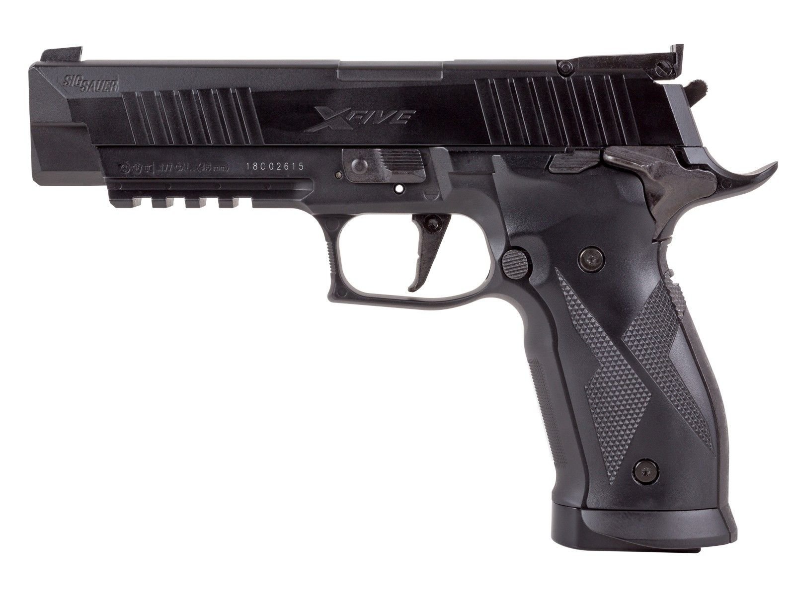 SIG Sauer X-Five Air Pistol with CO2 12 Gram (15 Pack) and 500 Lead Pellets Bundle (Black)