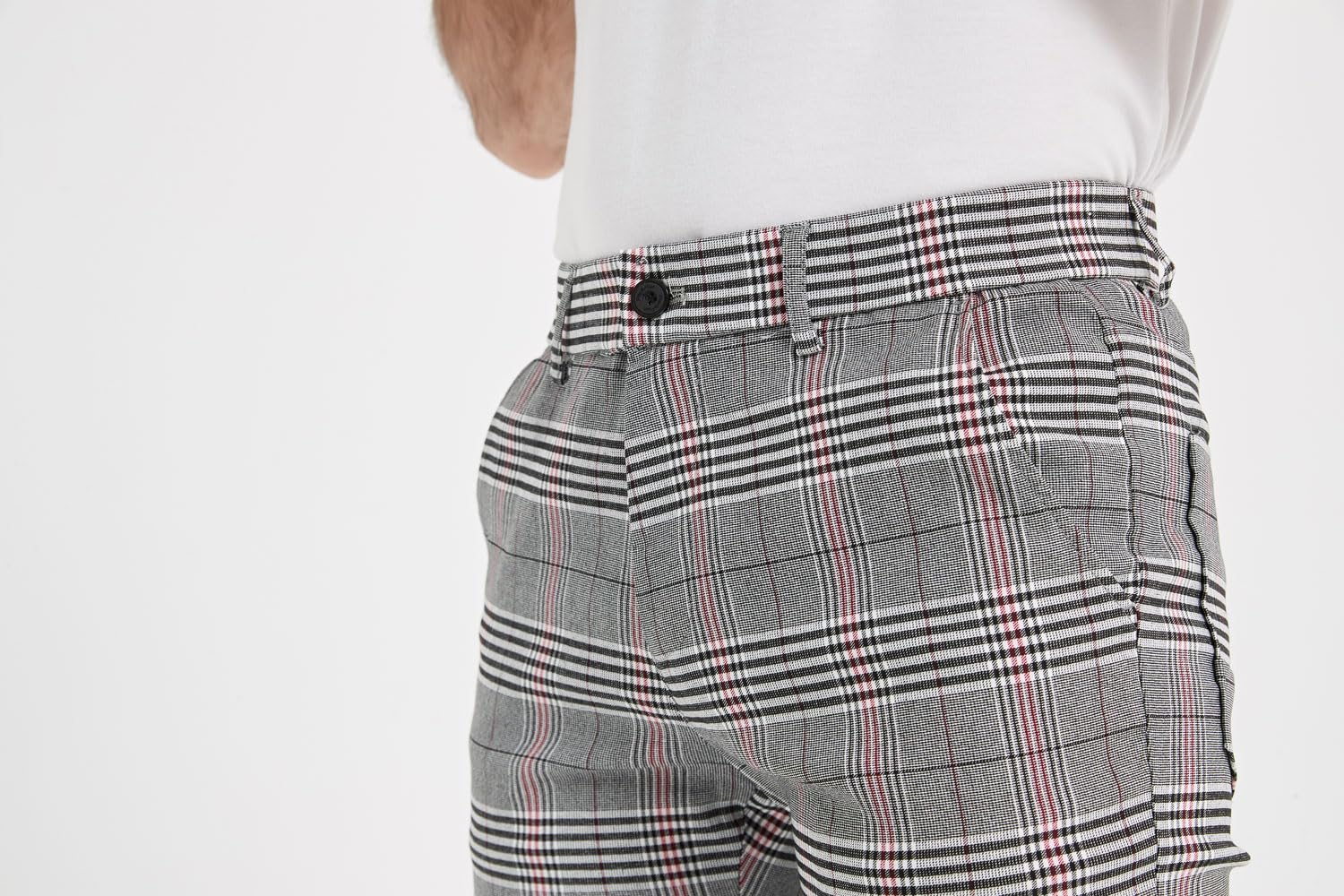 Plaid&Plain Men's Plaid Pants Skinny Dress Pants for Men Skinny Chino Pants Men 7301 Plaid-11-28X30
