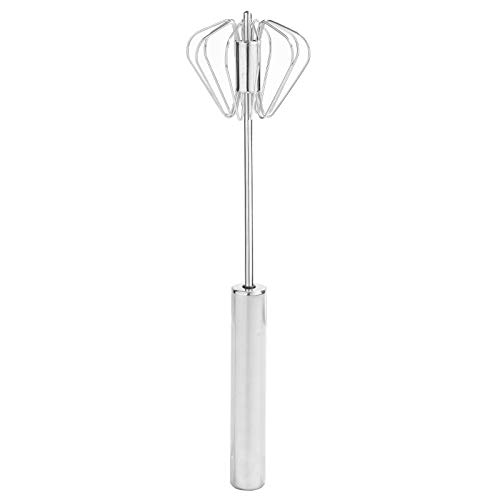 Stainless Steel Hand Push Egg Beater Mixer Home Kitchen Whisk Milk Frother Cooking Utensils Gadgets Blending Beating Stirring Semi Automatic Tool (1Pcs-Length 12, 35-Stainless)