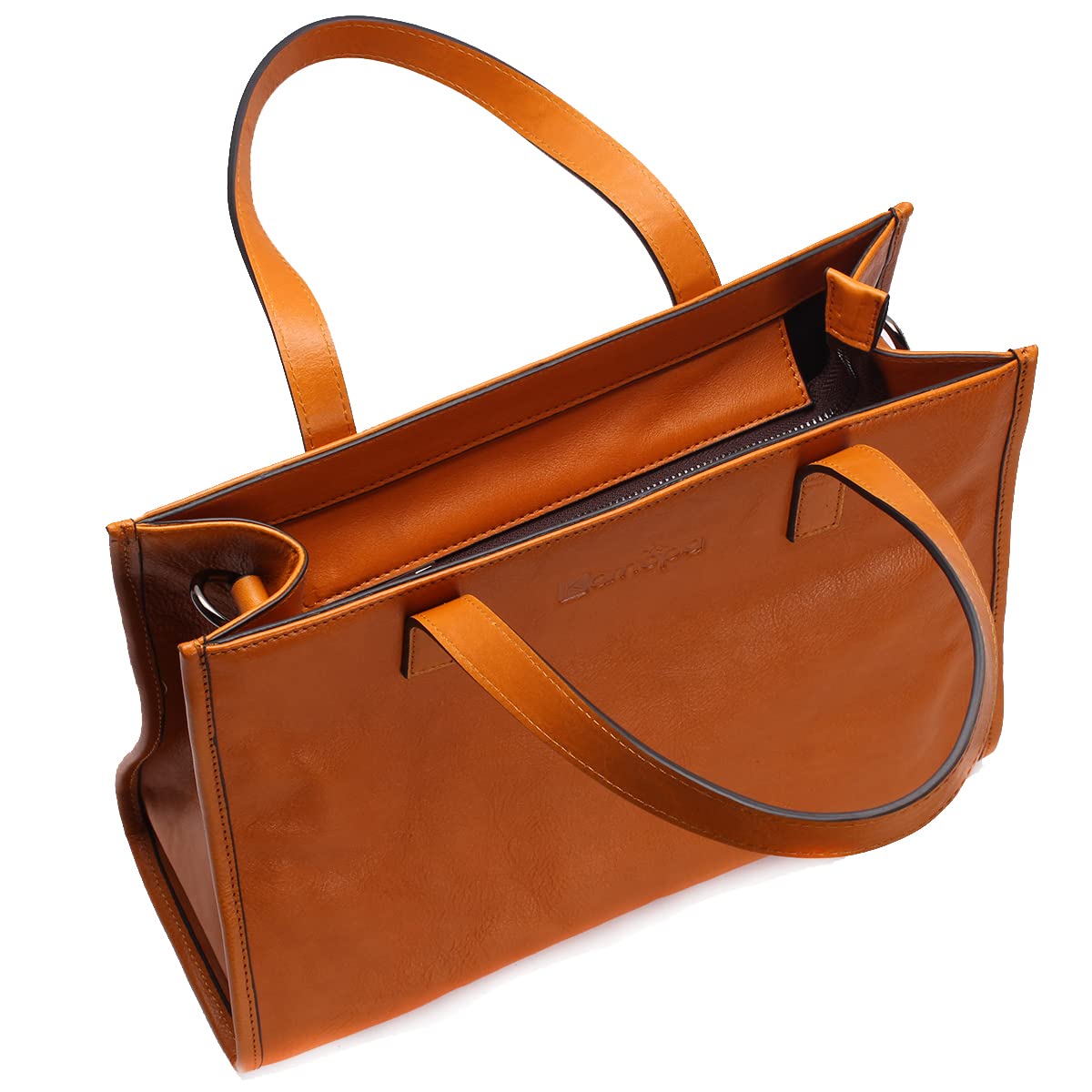 Women's Leather Handbags Shoulder Tote Organizer Top Handles Crossbody Bag Satchel Designer Purse (Brown)