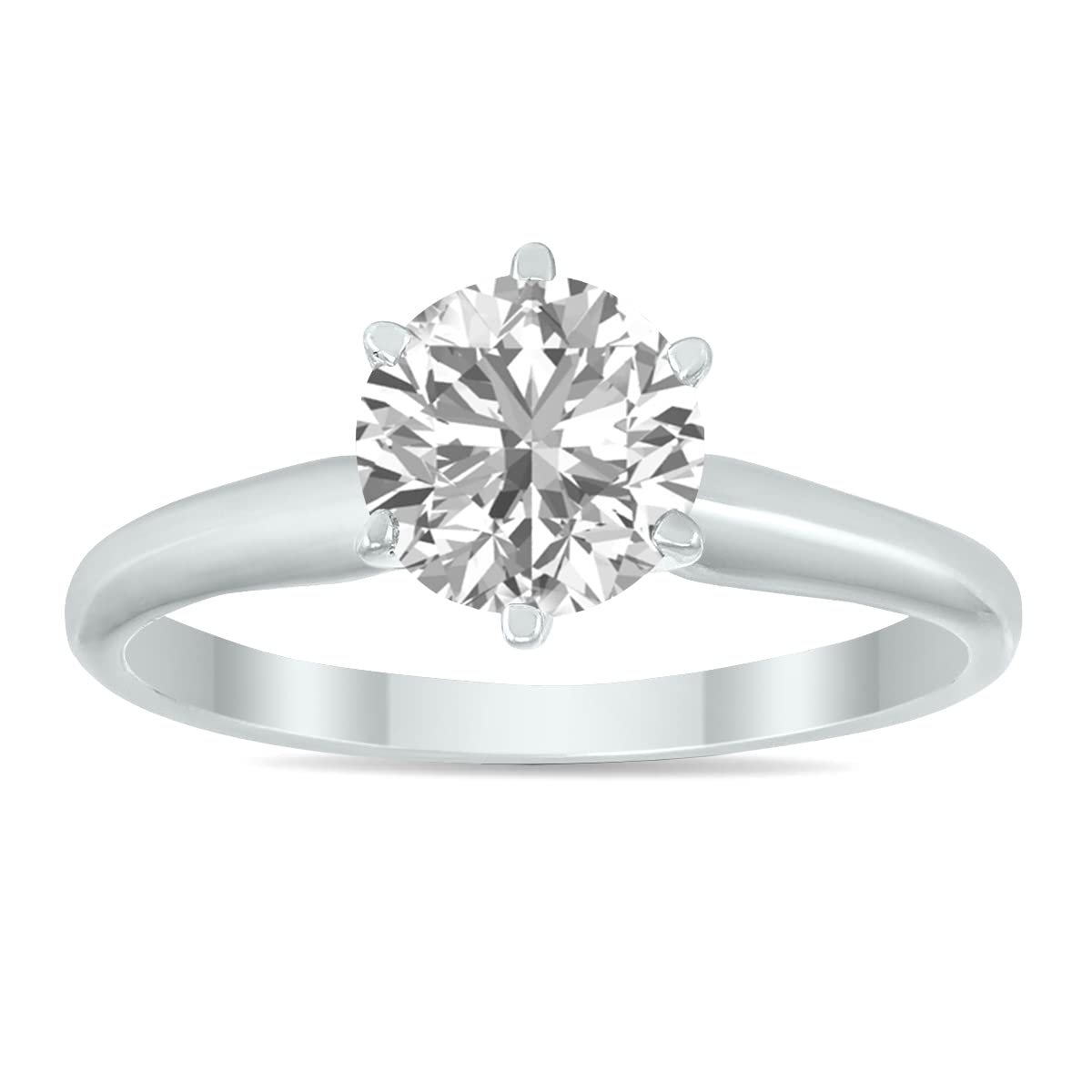 SZUL IGI Certified Lab Grown 1 Carat Diamond Solitaire Ring in 14K White Gold (I Color, SI2 Clarity)