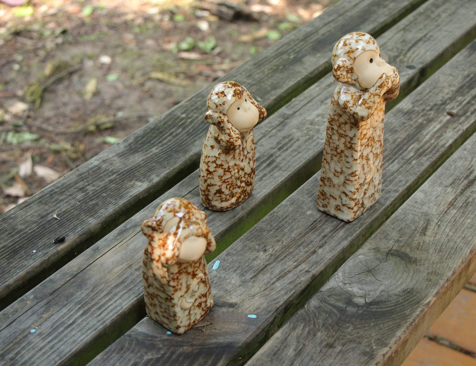 Rmdusk Hear See Speak No Evil Monkey Figurines, Ceramic Animal Statues Sculptures, Home Garden Décor Gift (Set of 3)