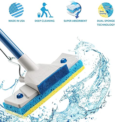 Quickie Sponge Mop Refill Type S [Set of 4] Sponge Mop Head Replacement - Quickie Mop Pads Refills 9X2.75 Inch - Quickie Mop Replacements #045 - Made in USA - Bundled Eraser Cleaning Pad