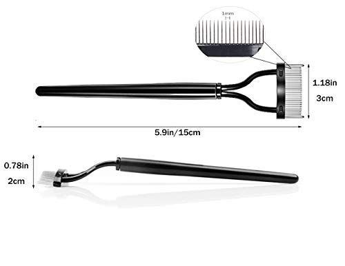 Stainless Steel Tooth Eyelash Comb, Mascara Eyelash Separator Eyebrow Grooming Brush Mascara applicator, with Comb Cover and Comb Cleaning Brush,Pack of 4