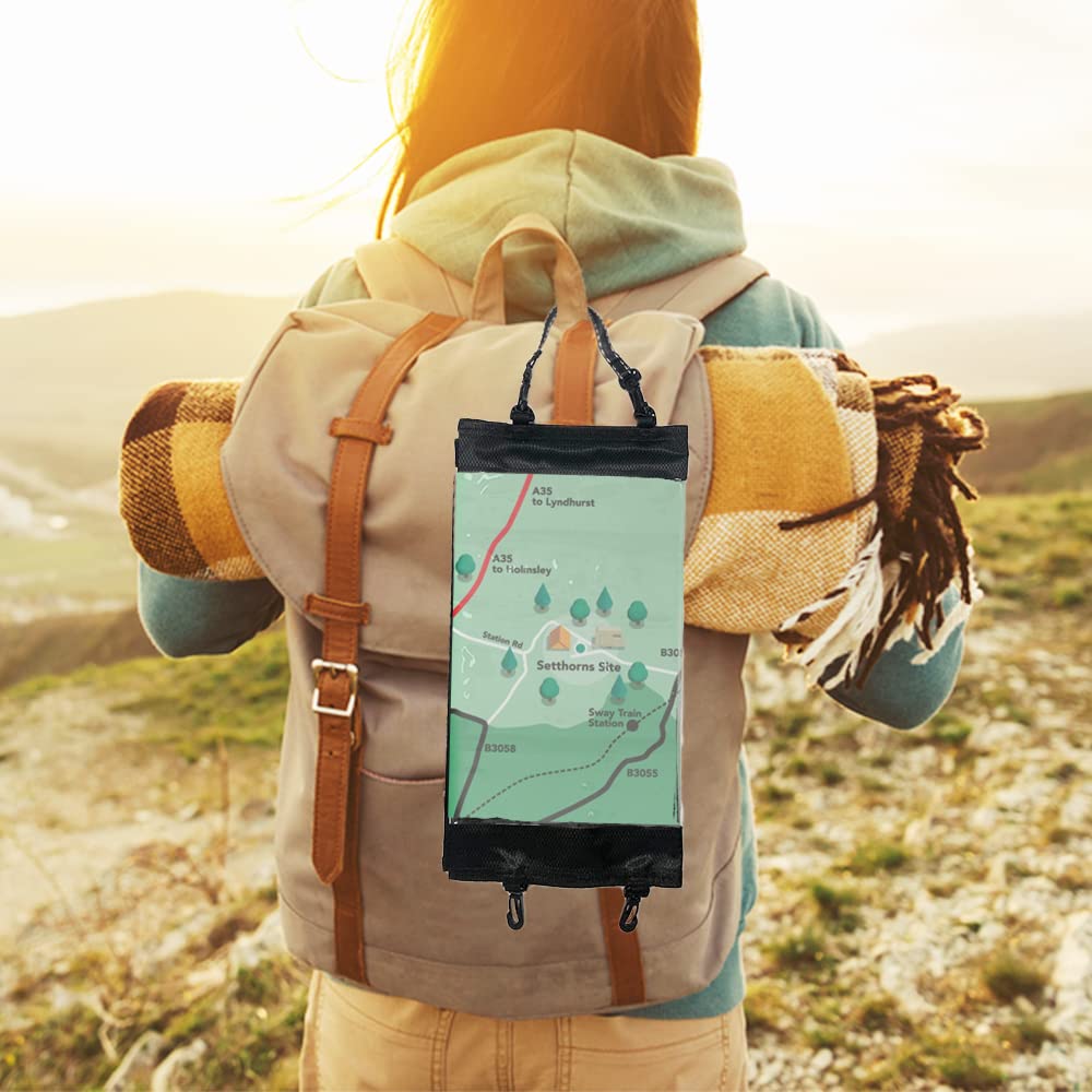 Shine123 Outdoor Trail Map Case - Waterproof Hiking Guide Protect Bag Holder with Lanyard & Clear View for Camping Sailing Climbing Emergency