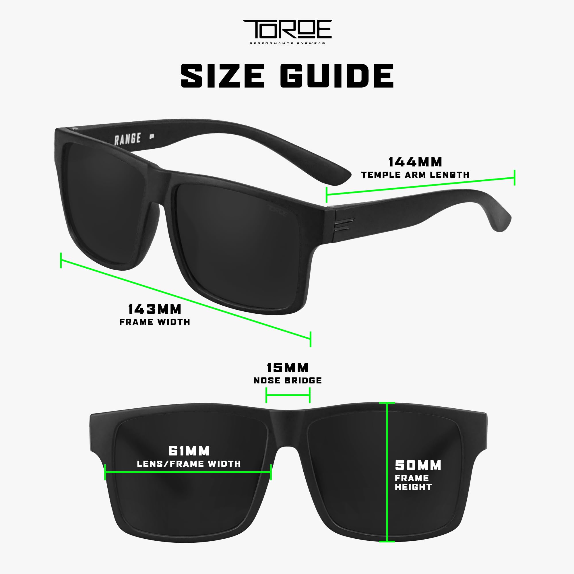 TOROE Men's Black Sqaure TR90 Frame Sunglasses with Polarized Anti Reflective Water Repellant Polycarbonate Lens