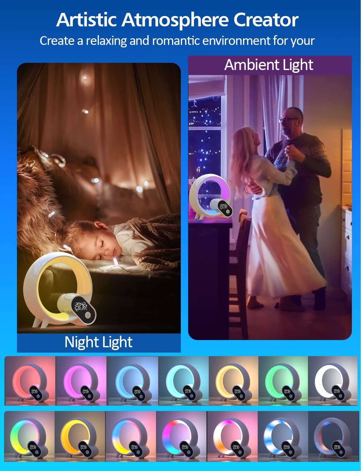 Smart Night Light for Kids,Wake Up Light Sunrise Alarm Clock,Ambient Light & Sleep Assistant White Noise Sound Machine Baby Night Light,App,Bluetooth Speaker,Snooze,Timer,Remote Control,Ideal for Gift