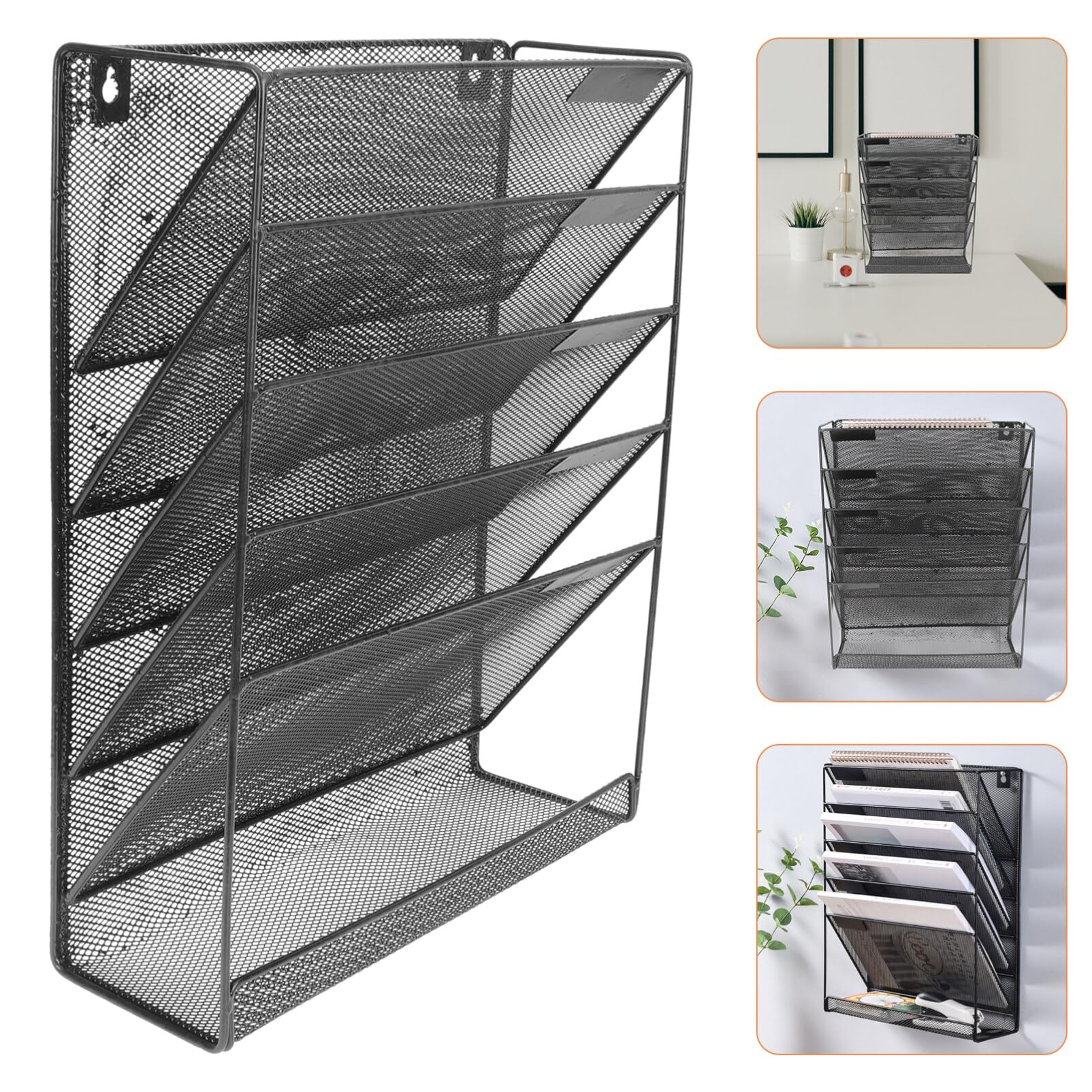 NOLITOY File Rack Manilla Folders 8.5 x 11 Multi- Layer File Container Wall Mounted Paper Organizer Metal Bookshelf Office Tray Office Folders Hanging File Holder File Organizer for Wall