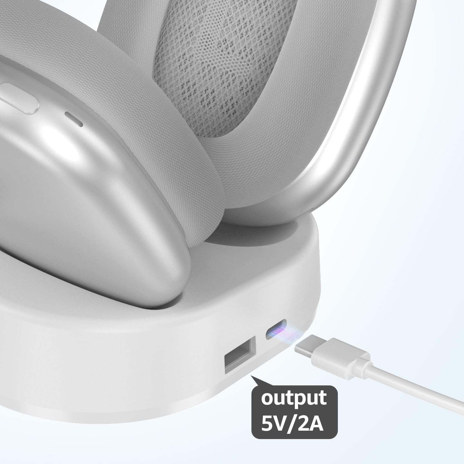 ROUNKIN Headphone Charging Stand for AirPods Max,Magnetic Stand,Protable Desktop Headset Holder, Gaming Headset Stand, Charging Base for Headphones,Designed for AirPods Max (White)