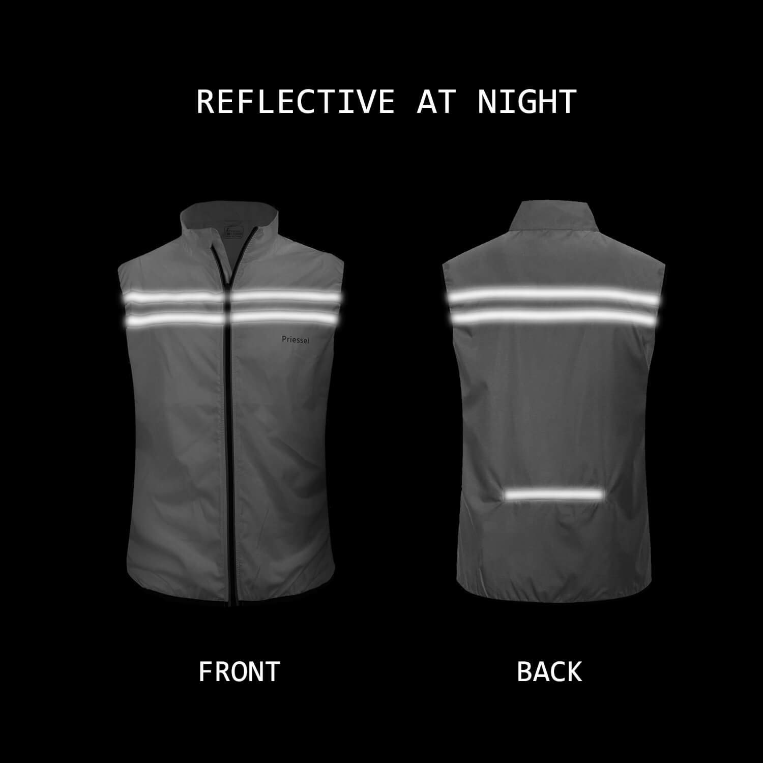 PRIESSEI Reflective Bike Safety Vest for Men Hi Vis Neon Running Cycling Motorcycle Vests (Yellow, Large)