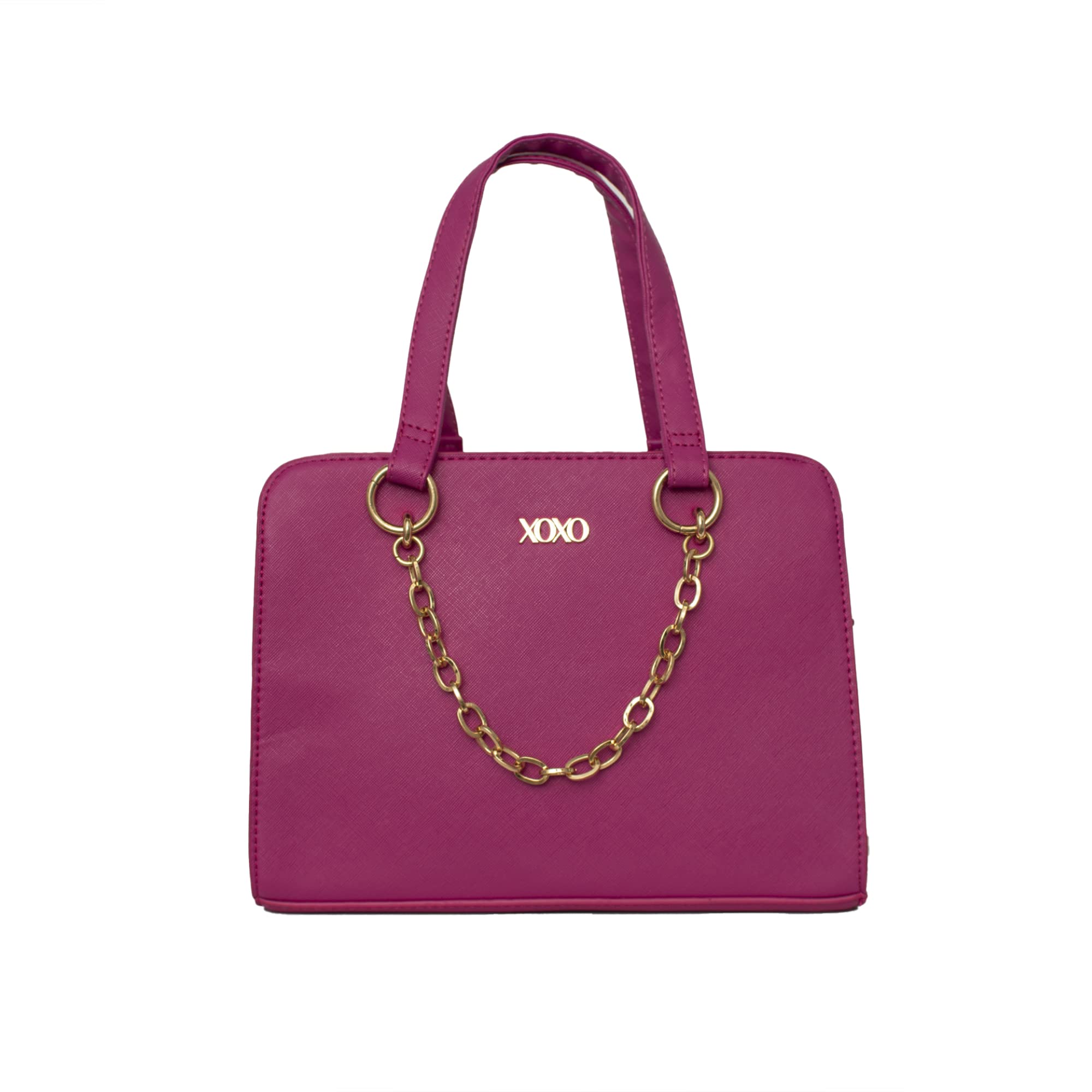 XOXO Women's Handbag Large Magenta Double Handle Satchel With Chain