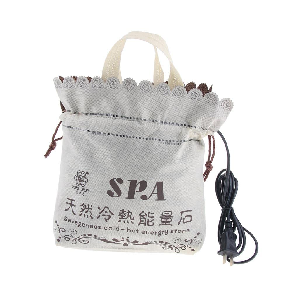 Prettyia Electric Hot Stone Heater, SPA Massage Hot Stone Warmer Heating Bag for Body Relax, Holds 16 Pcs Rock Stone