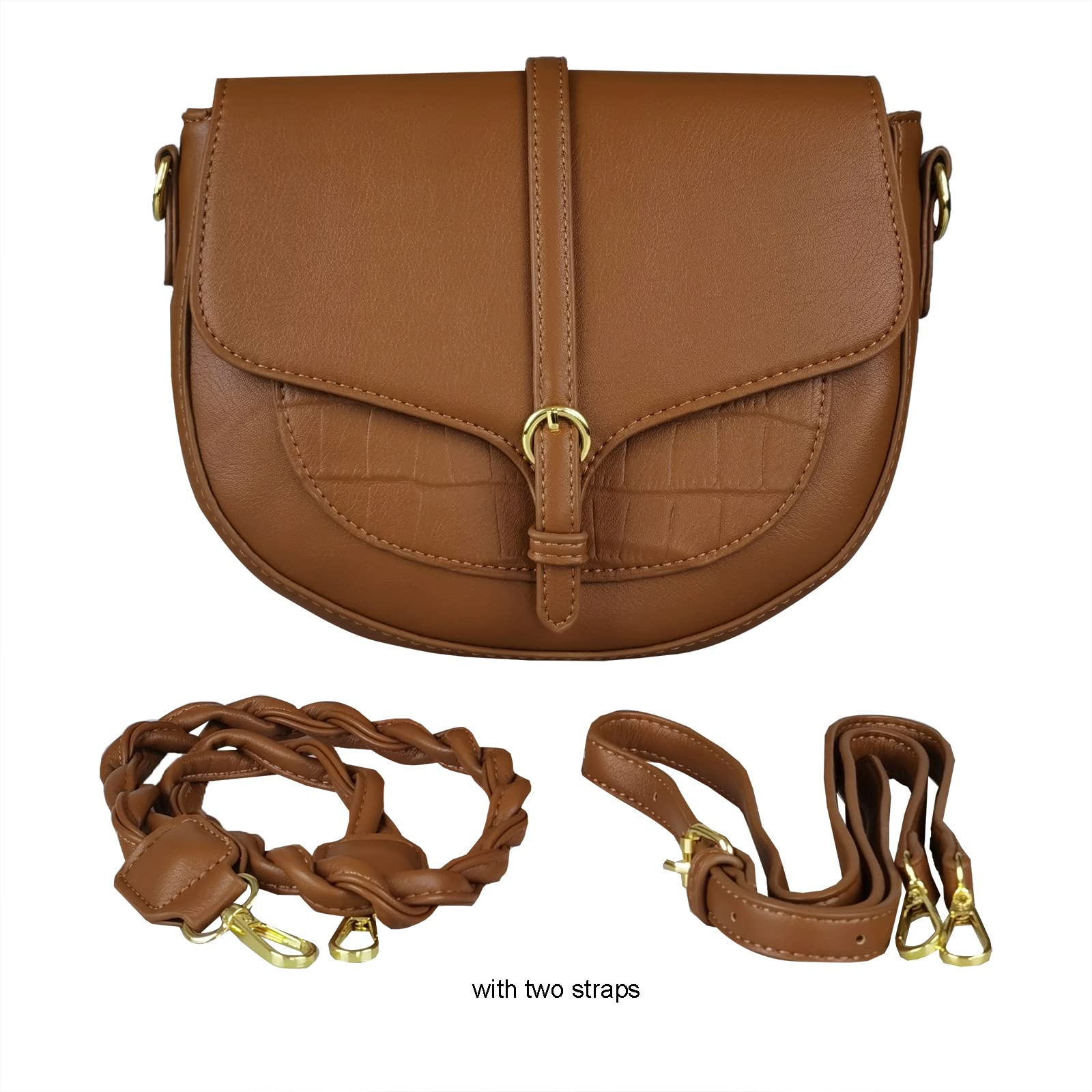 Yasuitzen Crossbody Bags for Women Shoulder Purses for Women with Two Detachable Straps,02-Brown