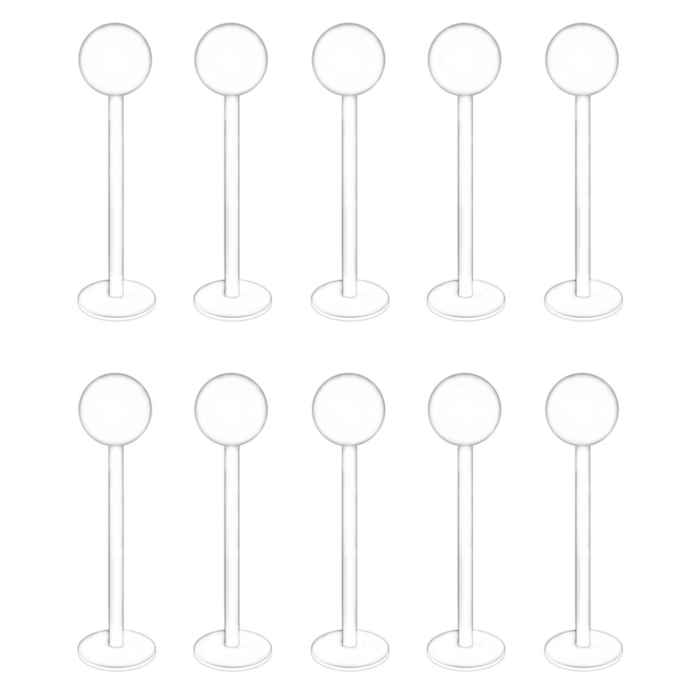 Ruifan 10PCS Clear Flexible UV Acrylic Tongue Labret Cheek Ring Piercing Retainer 14g 3/4" 19mm