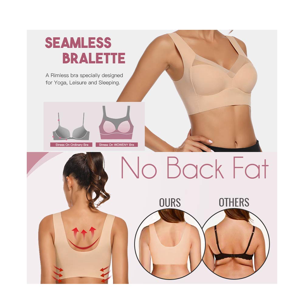 Seamless Mesh Lace Bras for Women Wirefree Comfortable Padded Lift Push Up Thin Soft Back Smoothing Sleep Leisure Pullover Bralettes Plus Size for Large Breasts (169 Sleep Pink, S, s)