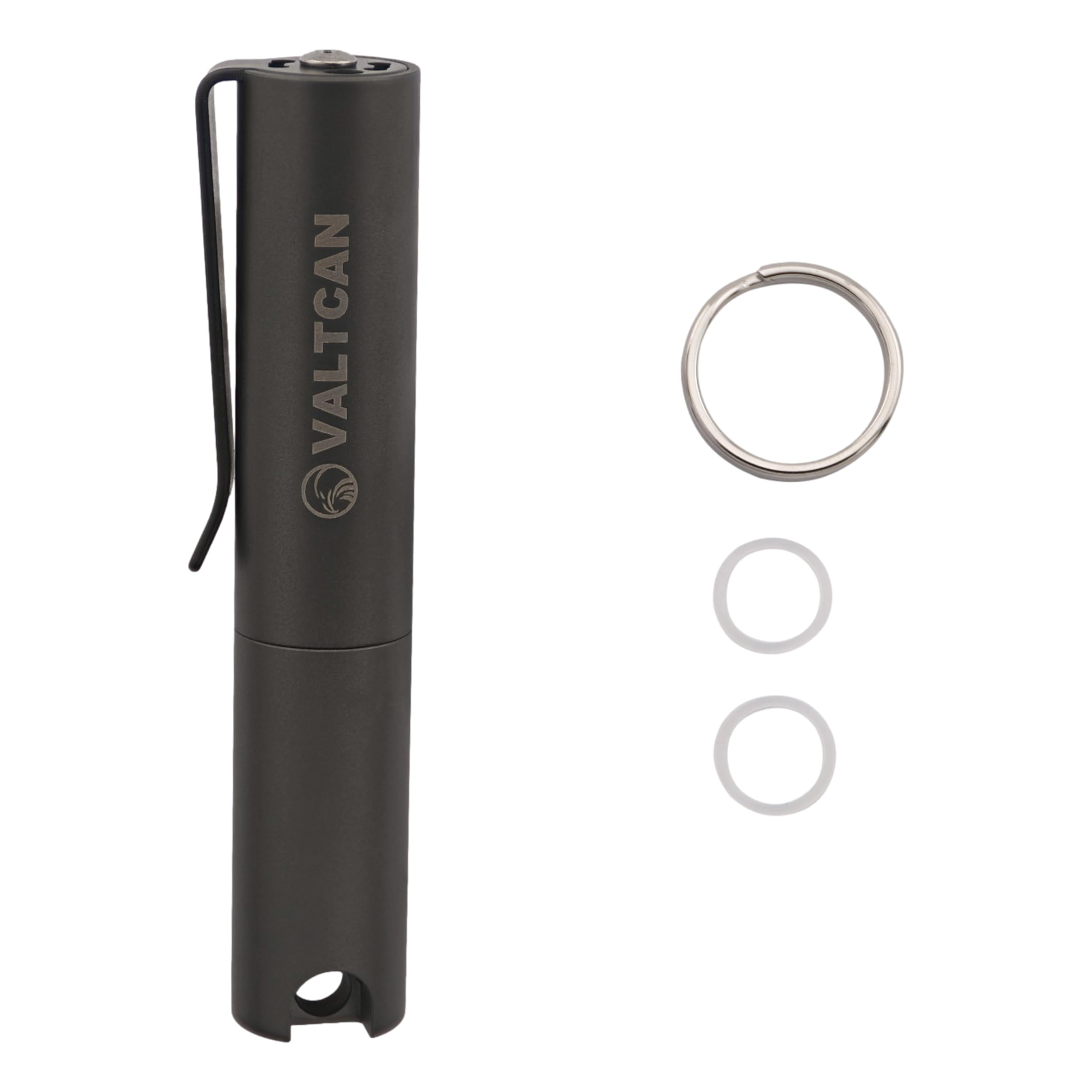 Valtcan Toothpick Holder Titanium Salt Dispenser Canister Keychain Pocket Valt_E3 Portable Design for Travel EDC Ultra Lightweight Reusable Compact & Convenient On-the-Go Metal Case