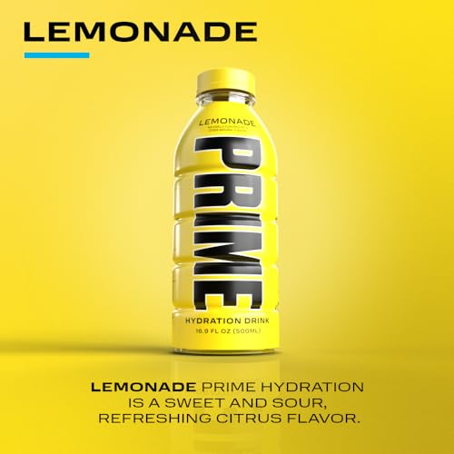 PRIME Hydration LEMONADE | Sports Drinks | Electrolyte Enhanced for Ultimate Hydration | 250mg BCAAs | B Vitamins | Antioxidants | 2g Of Sugar | 16.9 Fluid Ounce | 12 Pack