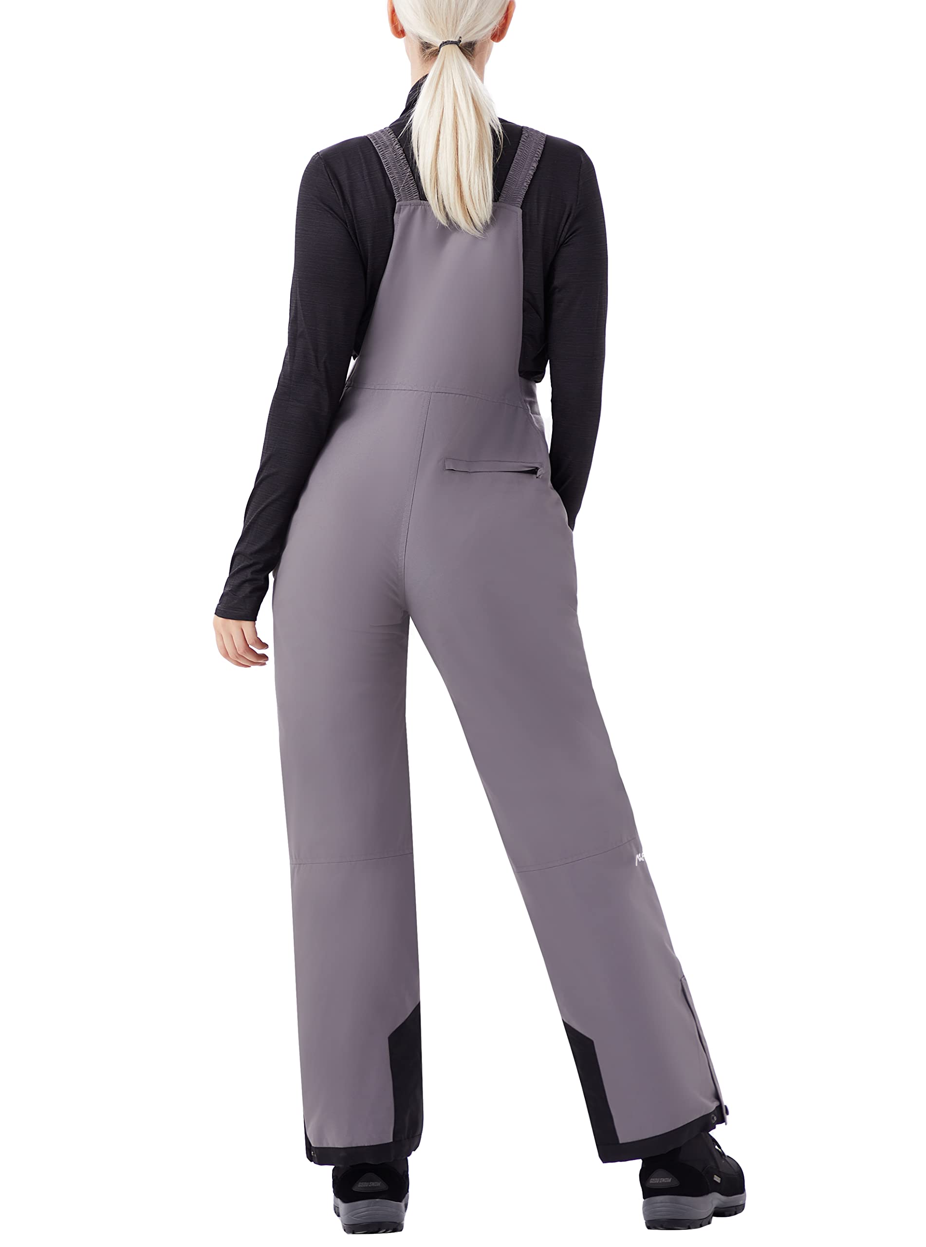 WULFUL Womens Insulated Snow Bibs Waterproof Winter Ski Pants Snowboarding Overalls Dark Grey