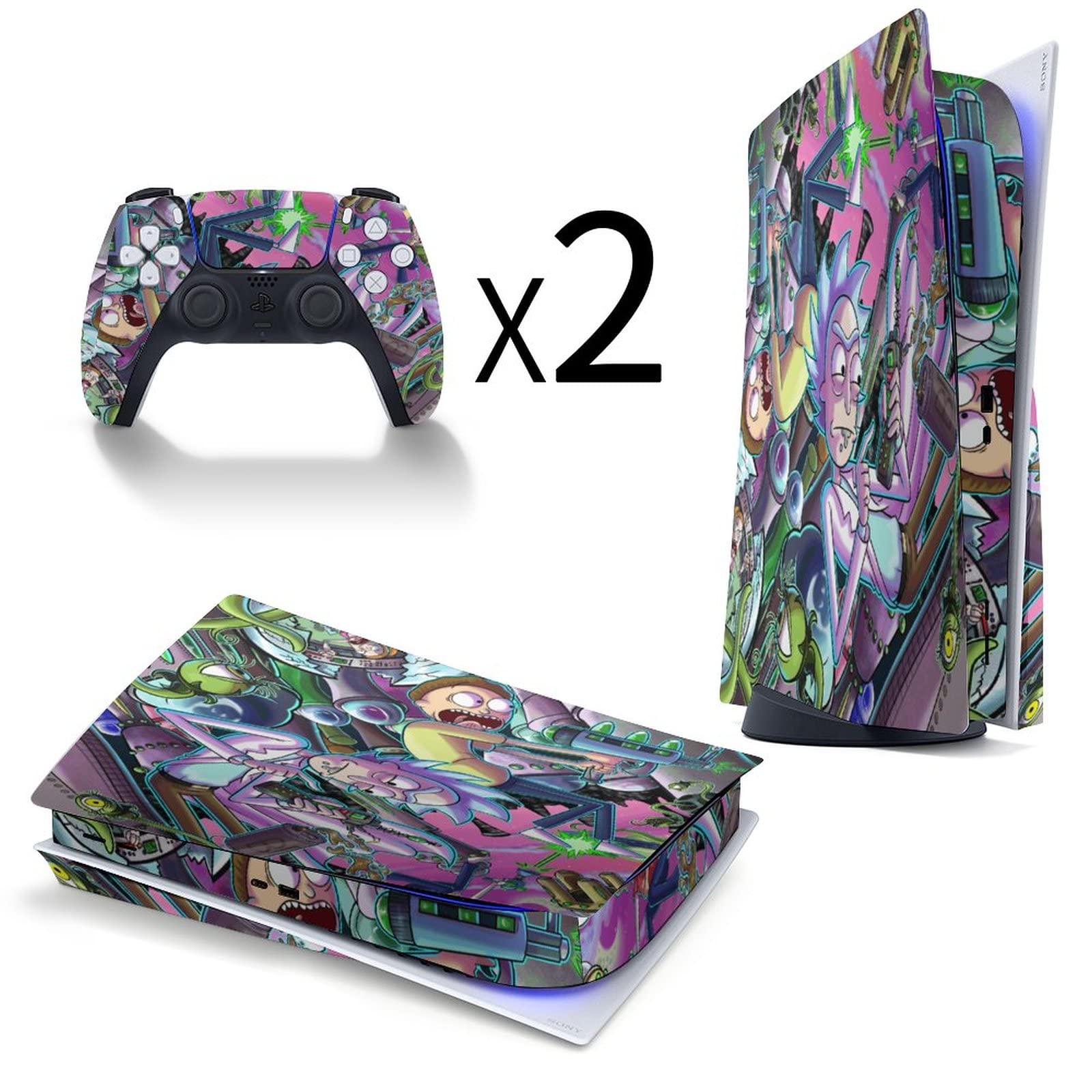 ZHENGJC PS5 Skin for Console (Disc Edition) and Controllers Vinyl Sticker Protective Cover Cute Cartoon Anime Wrap Controller Compatible with Playstation 5 (PS5 Disc