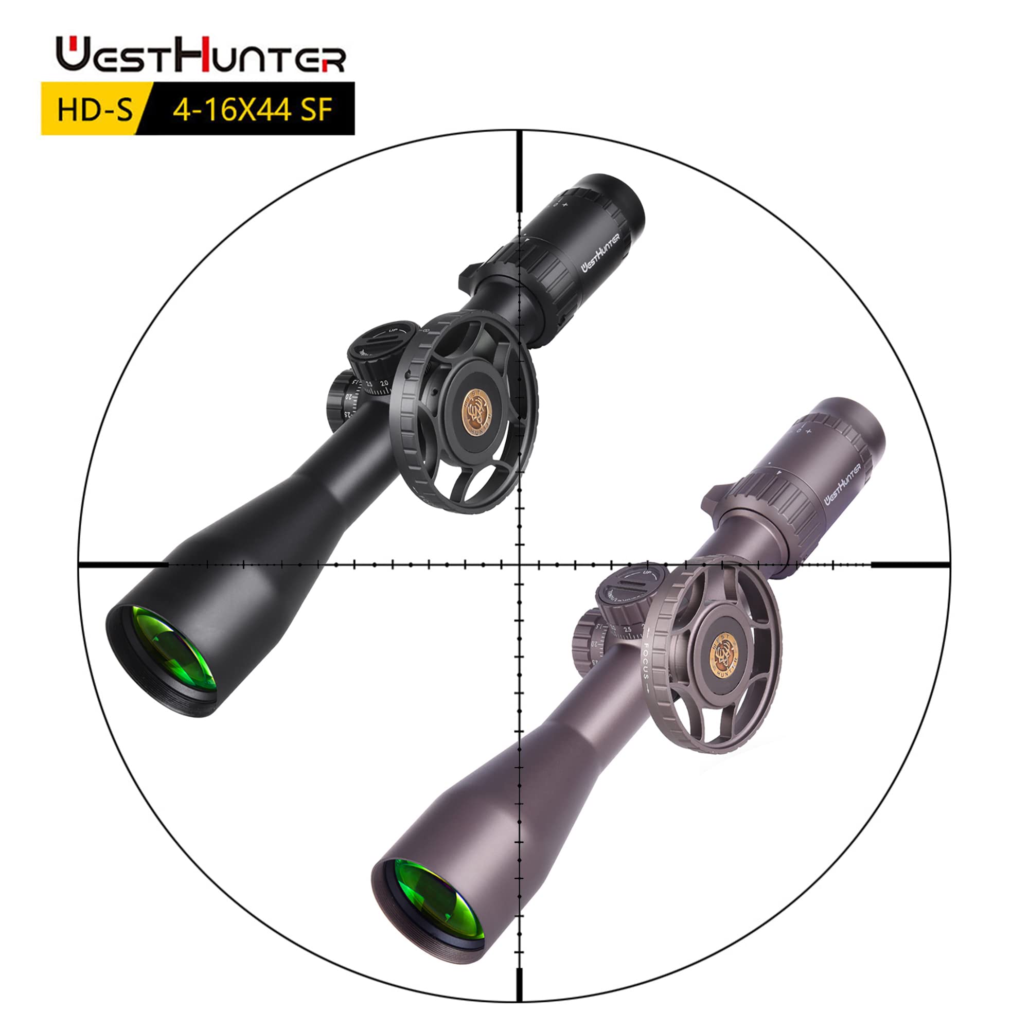 WestHunter Optics HD-S 4-16x44 SF Riflescopes, 30mm Tube Second Focal Plane Tactical Precision 1/10 MIL Shooting Scope | Brown, Dovetail Shooting Kit B
